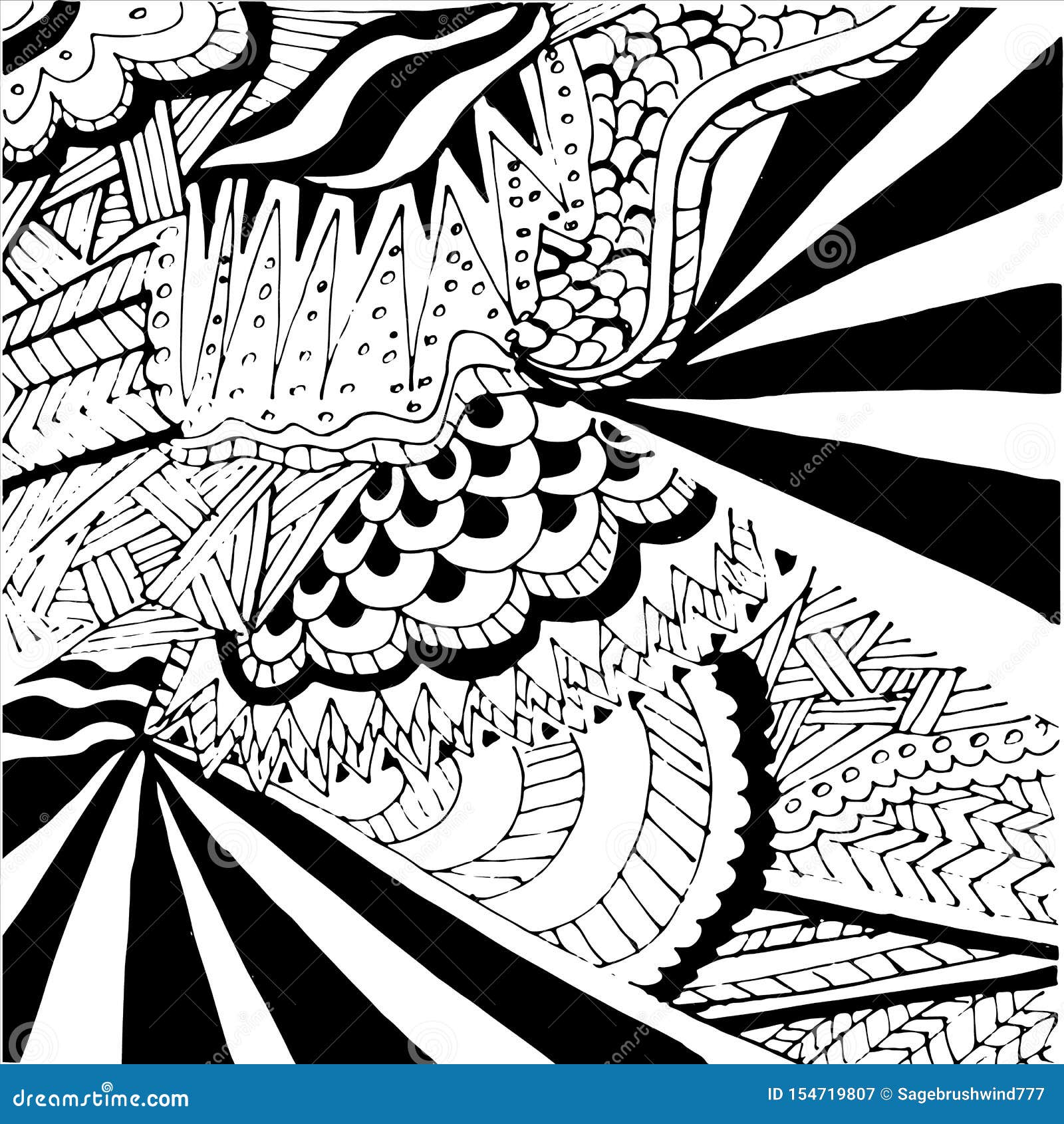 Vector Pattern with Doodles in Black and White Colors Stock Vector ...