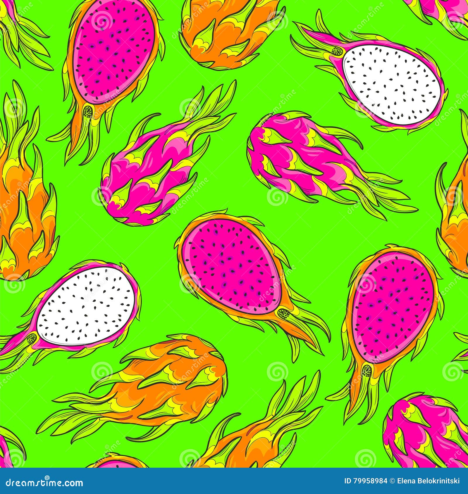 Vector Pattern, Dragon Fruit. Stock Vector - Illustration of ...