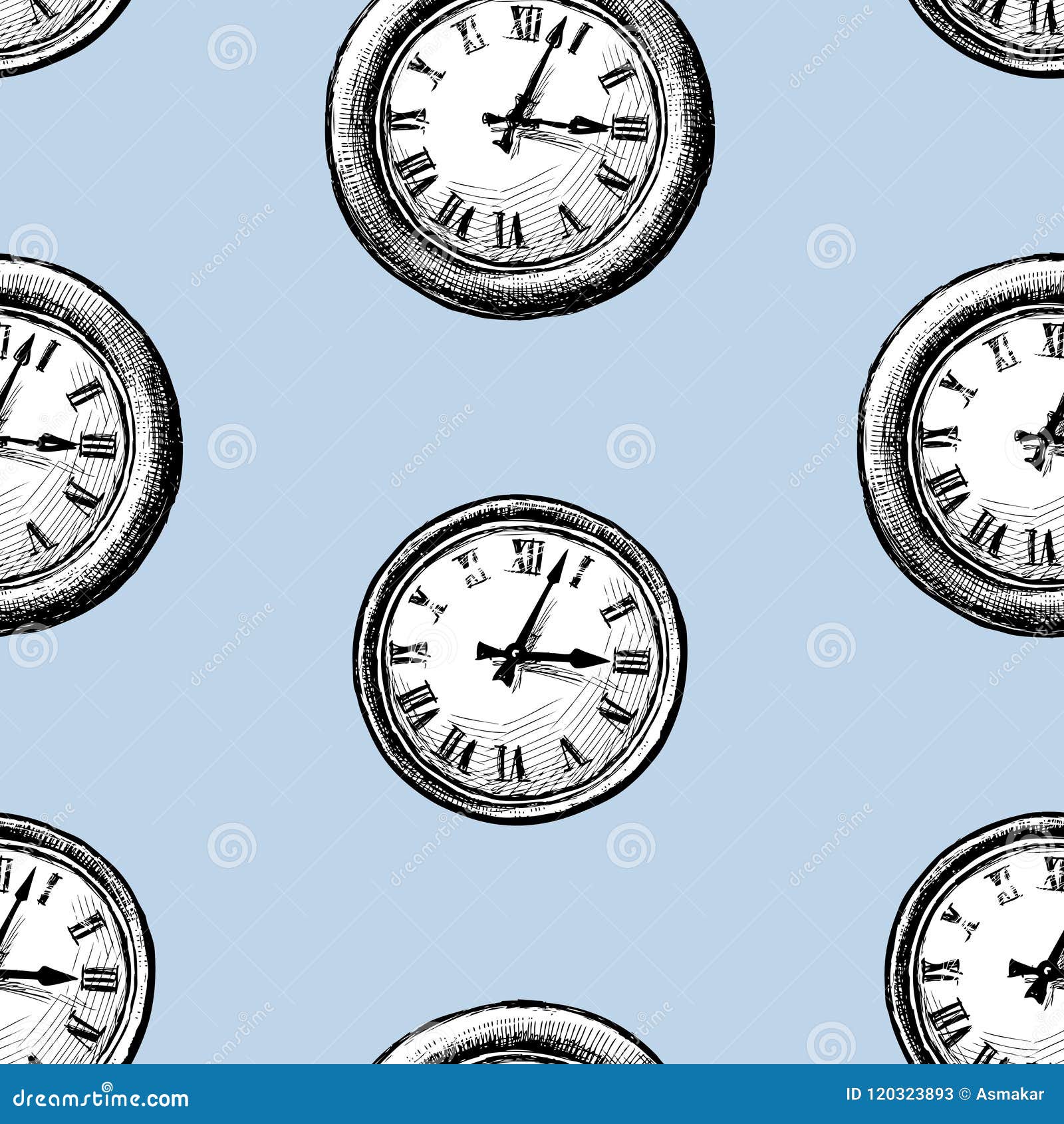 Pattern of Abstract Round Clocks Stock Vector - Illustration of vintage ...