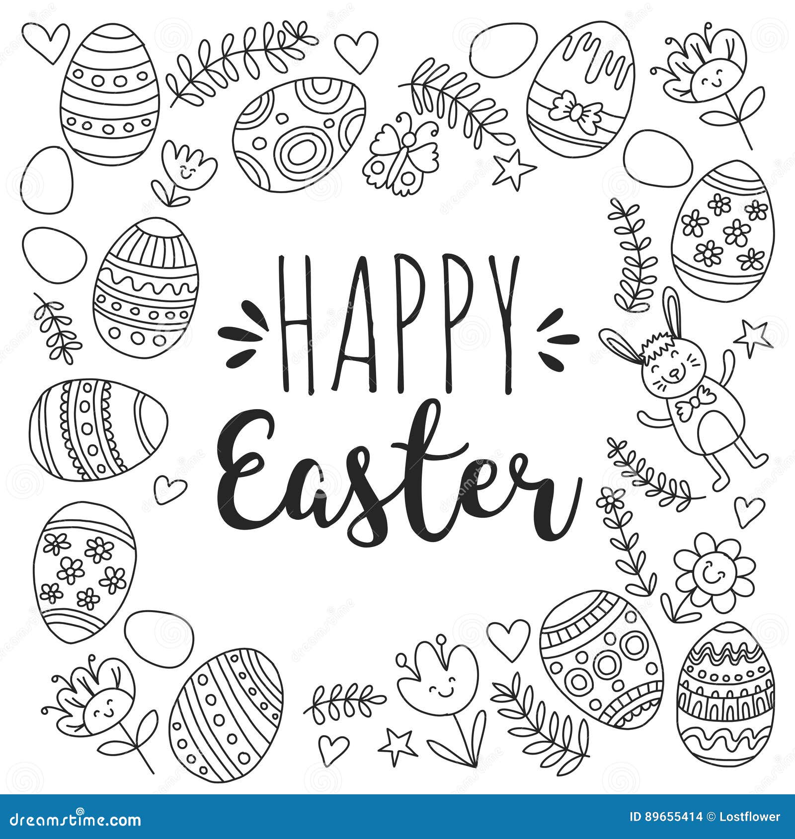 Vector Pattern for Easter Eggs, Flowers, Bunny Happy Easter Pattern ...