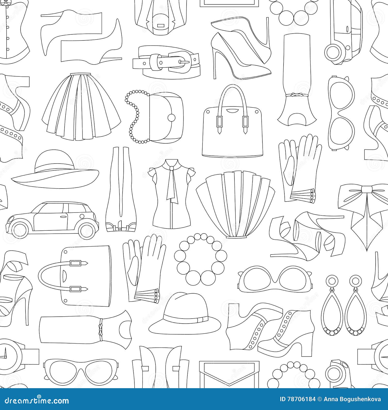 Vector Pattern of Fashion Objects and Trendy Accessories Stock Vector ...
