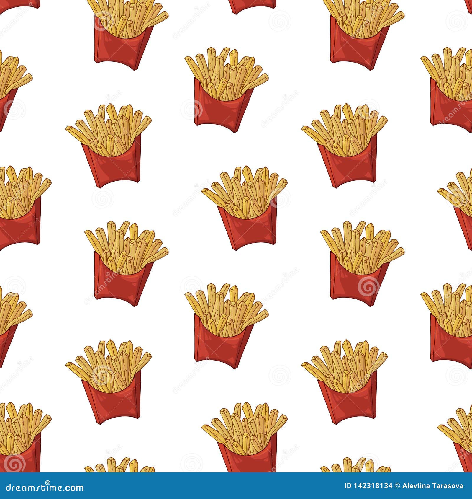Vector Pattern on the Fast Food Theme: French Fries Box Stock Vector ...