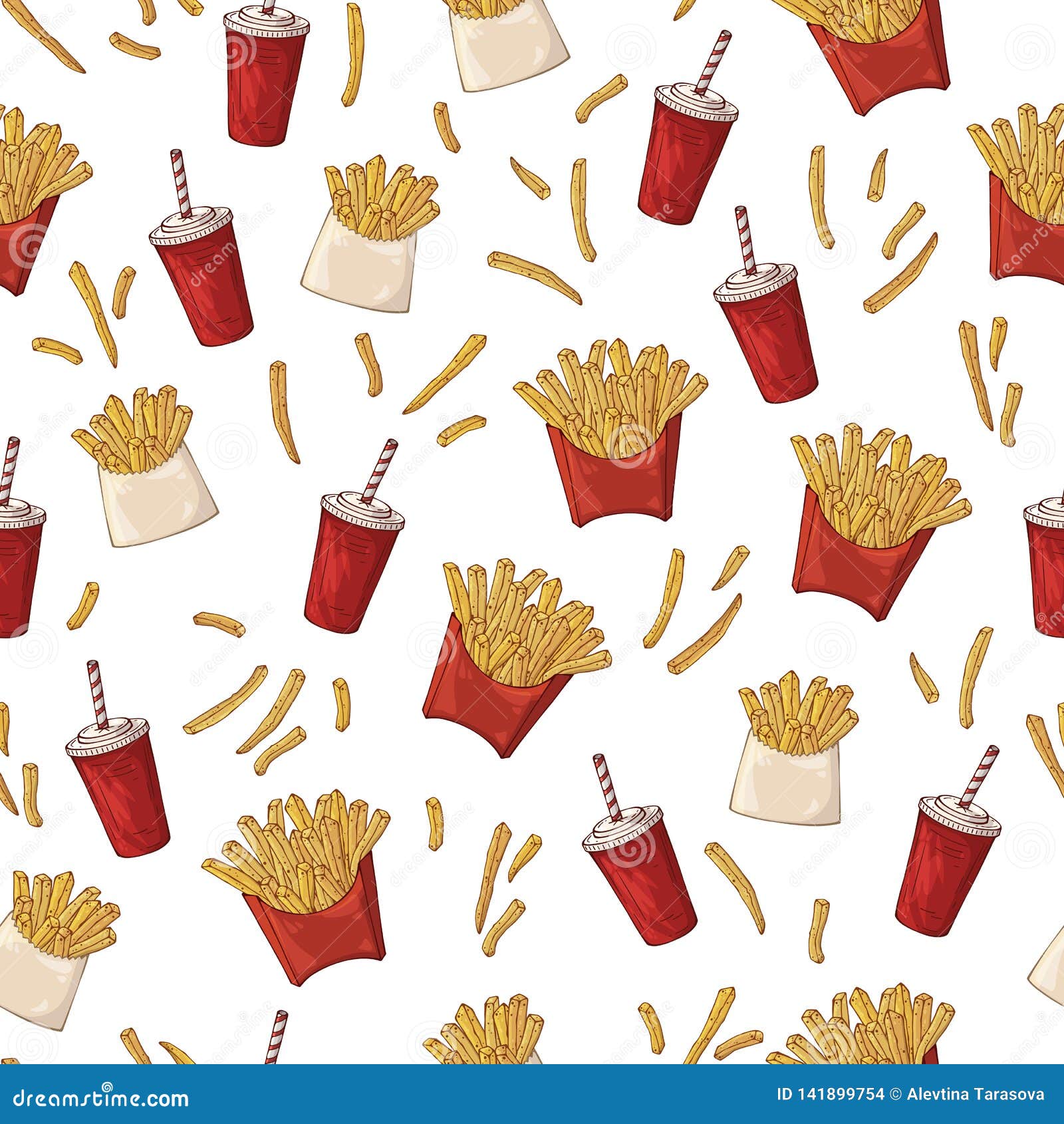 Vector Pattern on the Fast Food Theme: French Fries Stock Vector ...