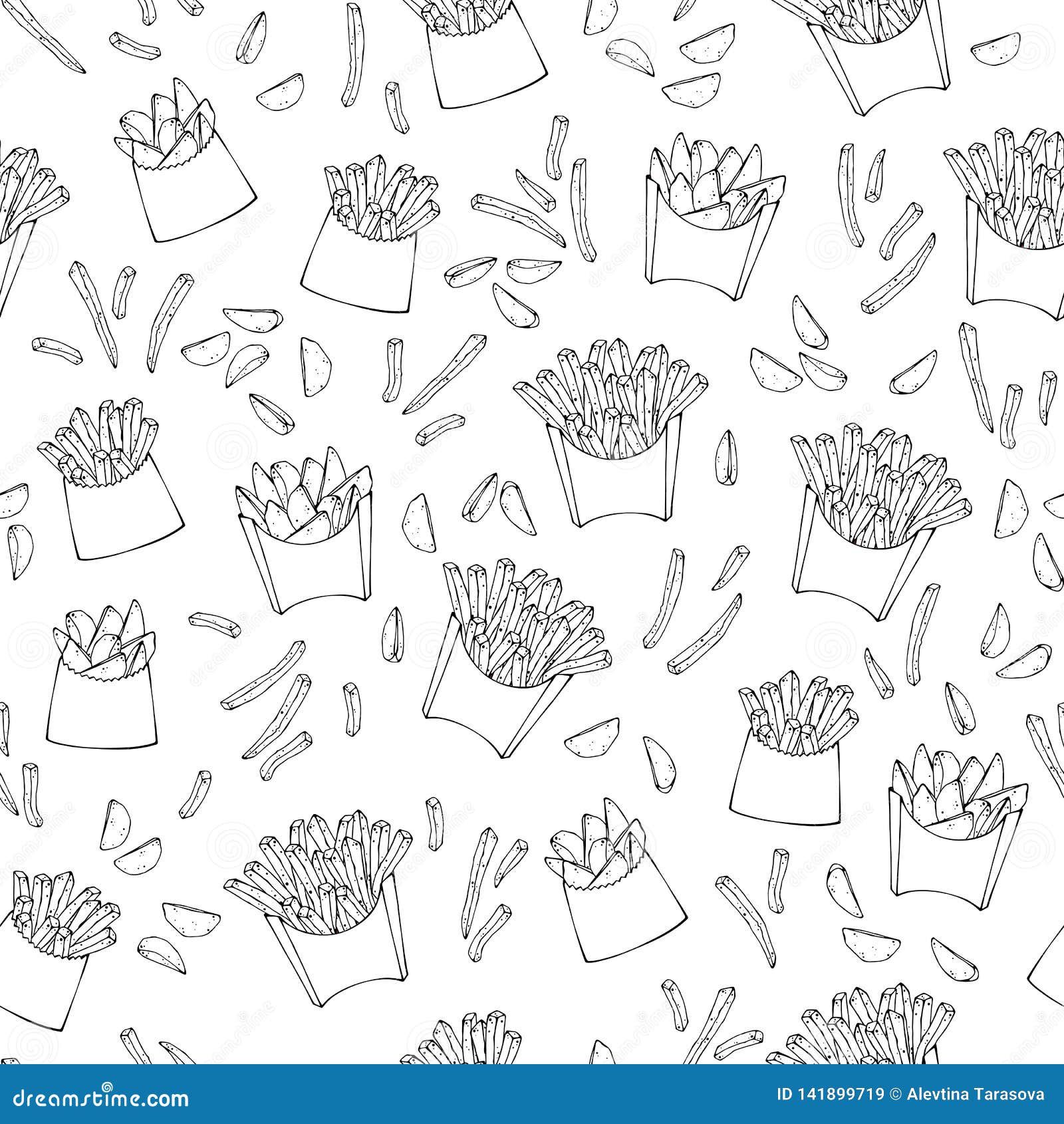 Vector Pattern on the Fast Food Theme: Fast Food Potatoes Stock Vector ...
