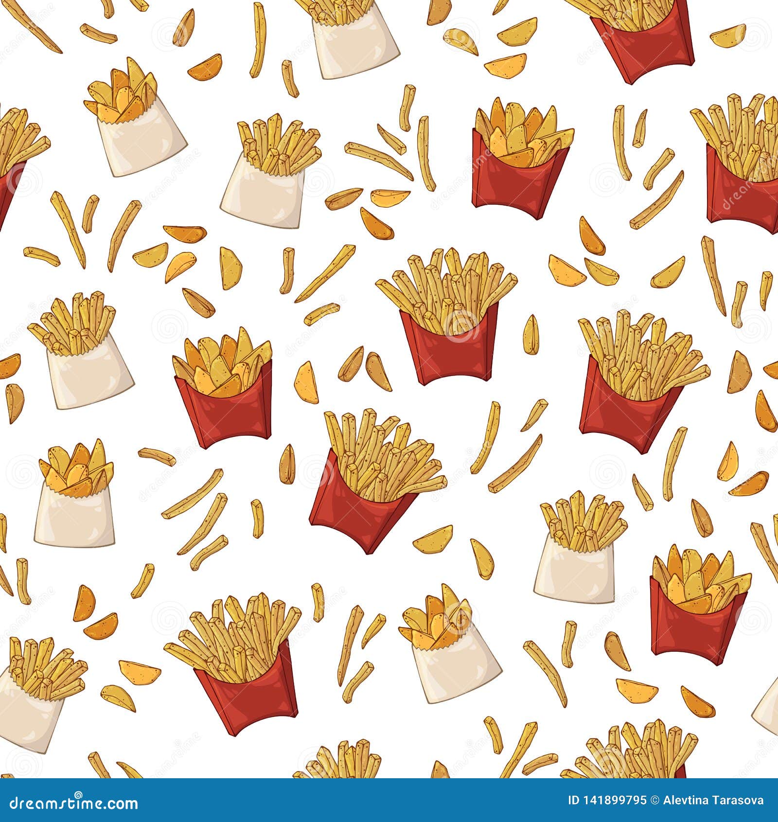 Vector Pattern on the Fast Food Theme: Fast Food Potatoes Stock Vector ...
