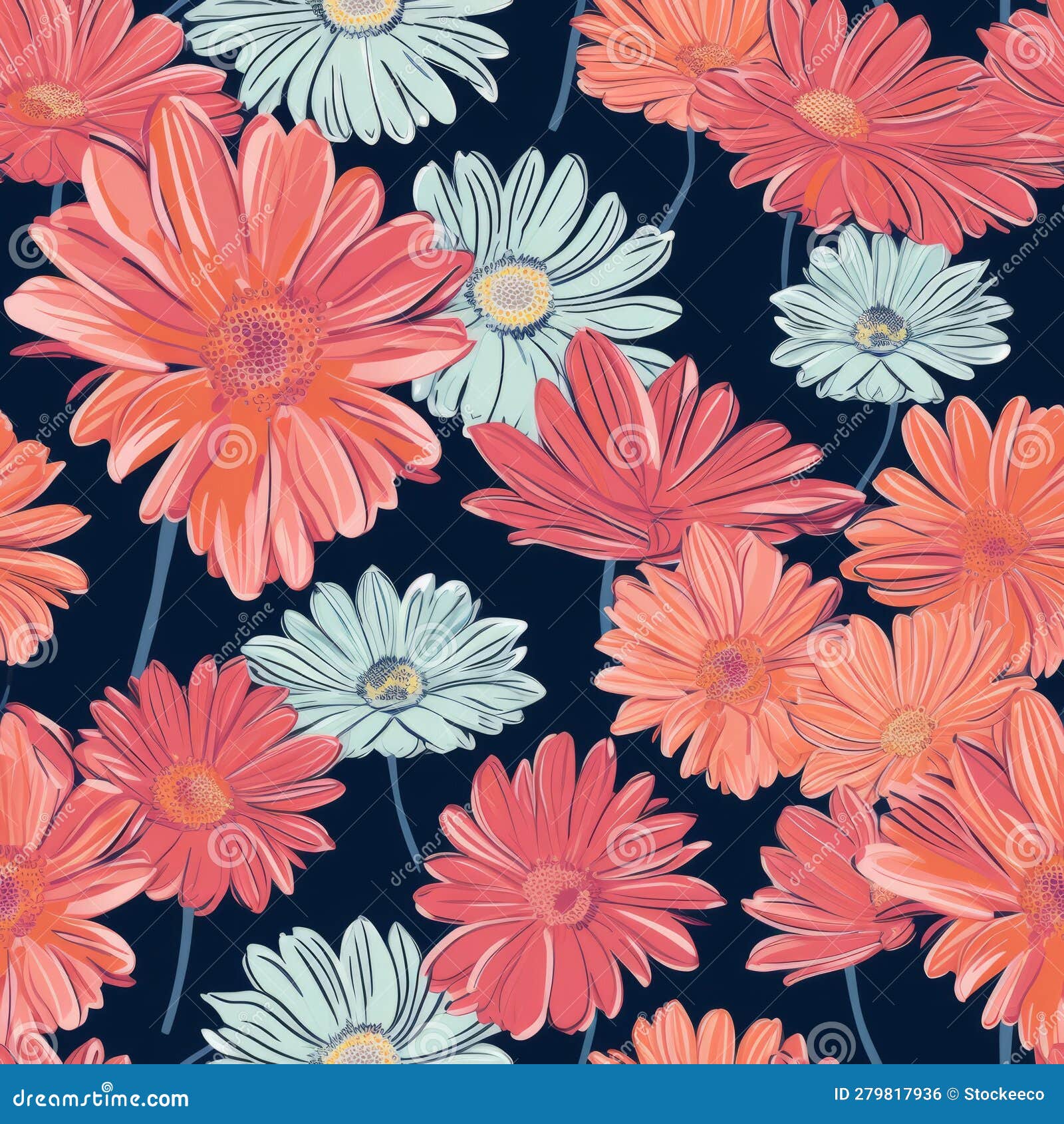 Gerbera Vector Pattern: a Seamless Design Stock Illustration ...