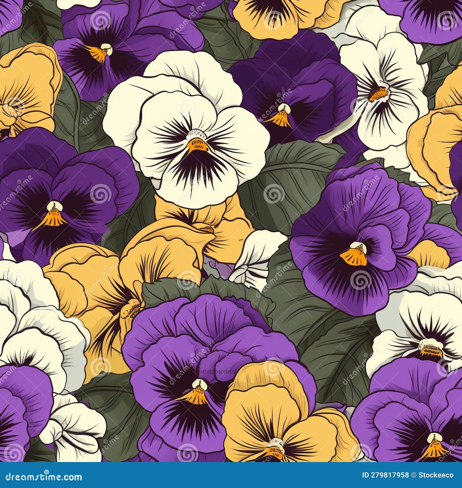 Pansy Vector Pattern - Seamless Design Stock Illustration ...