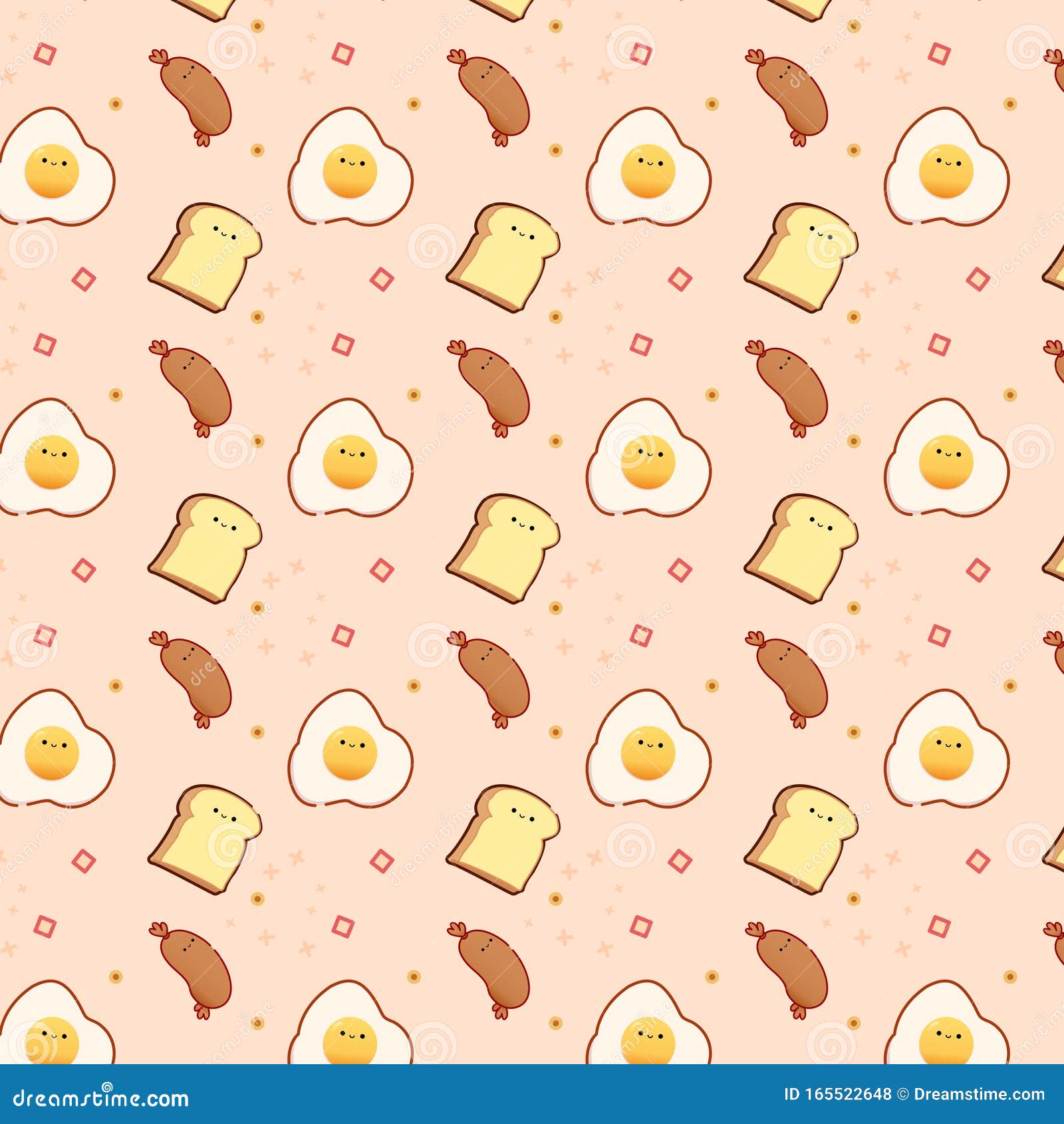 Pattern of Cute Breakfast Character Vector Illustration Stock Vector ...