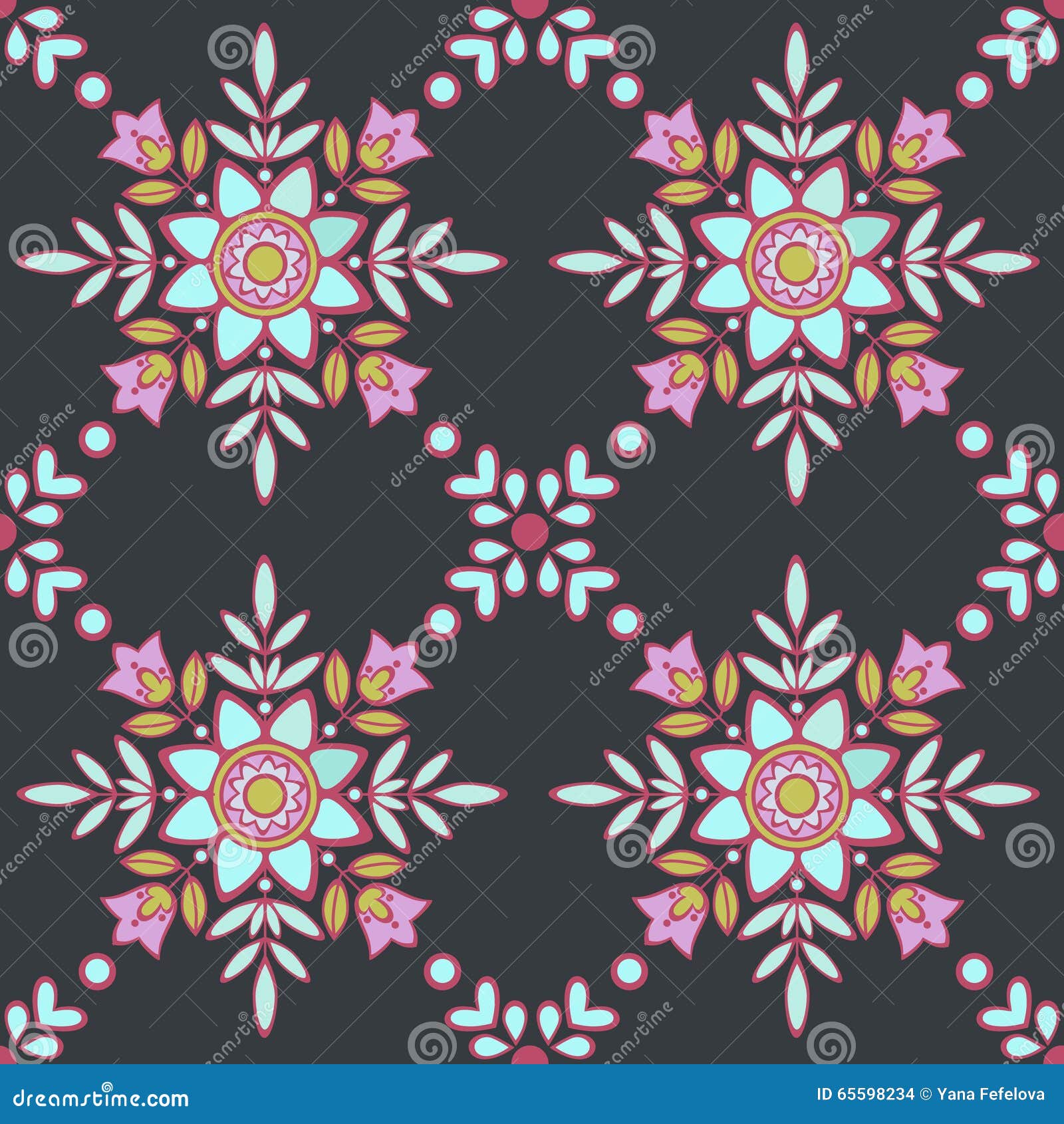 Vector Pattern with Folk Ornament Stock Illustration - Illustration of ...