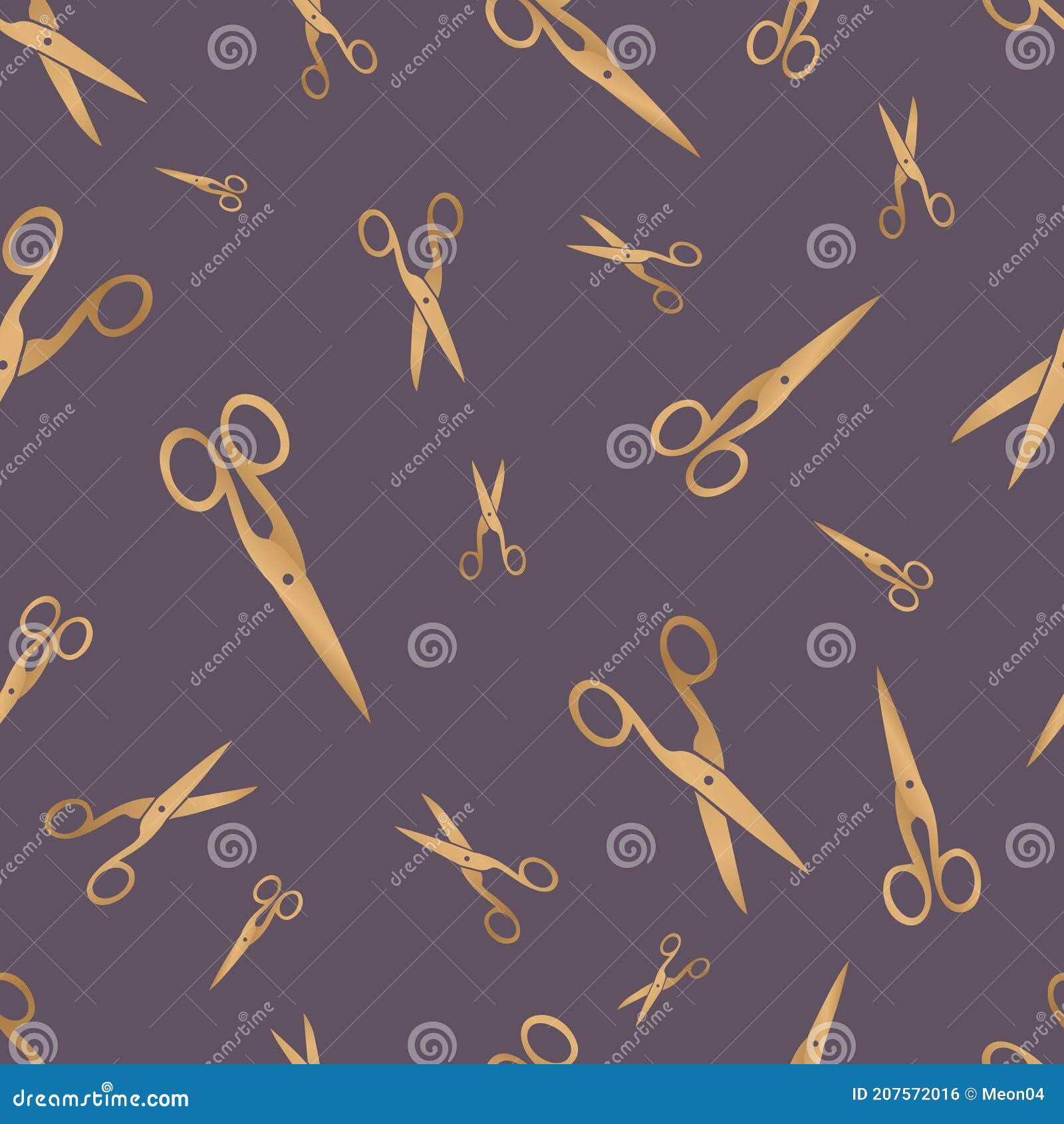 Vector Pattern of Golden Scissors on Purple Background Stock Vector ...