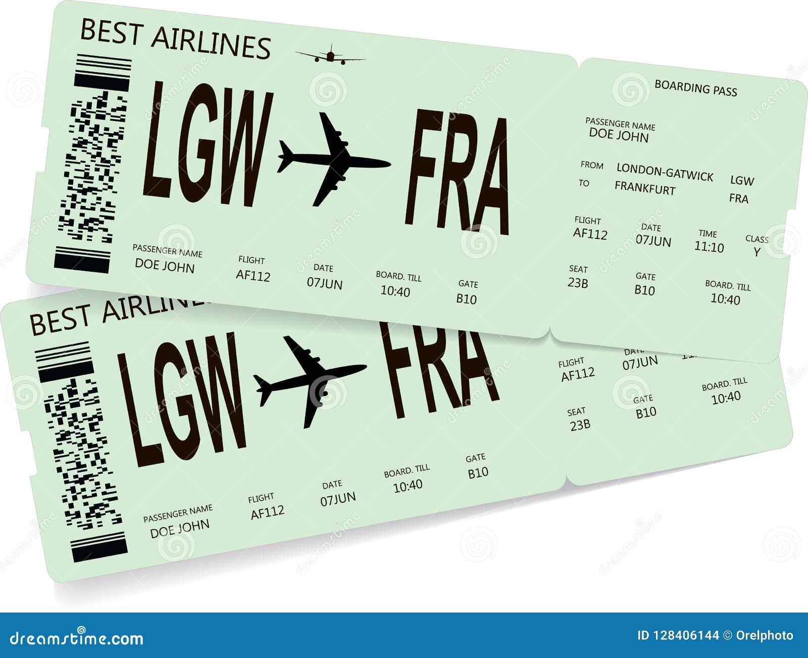 Vector Pattern of Green Boarding Pass Stock Vector - Illustration of ...