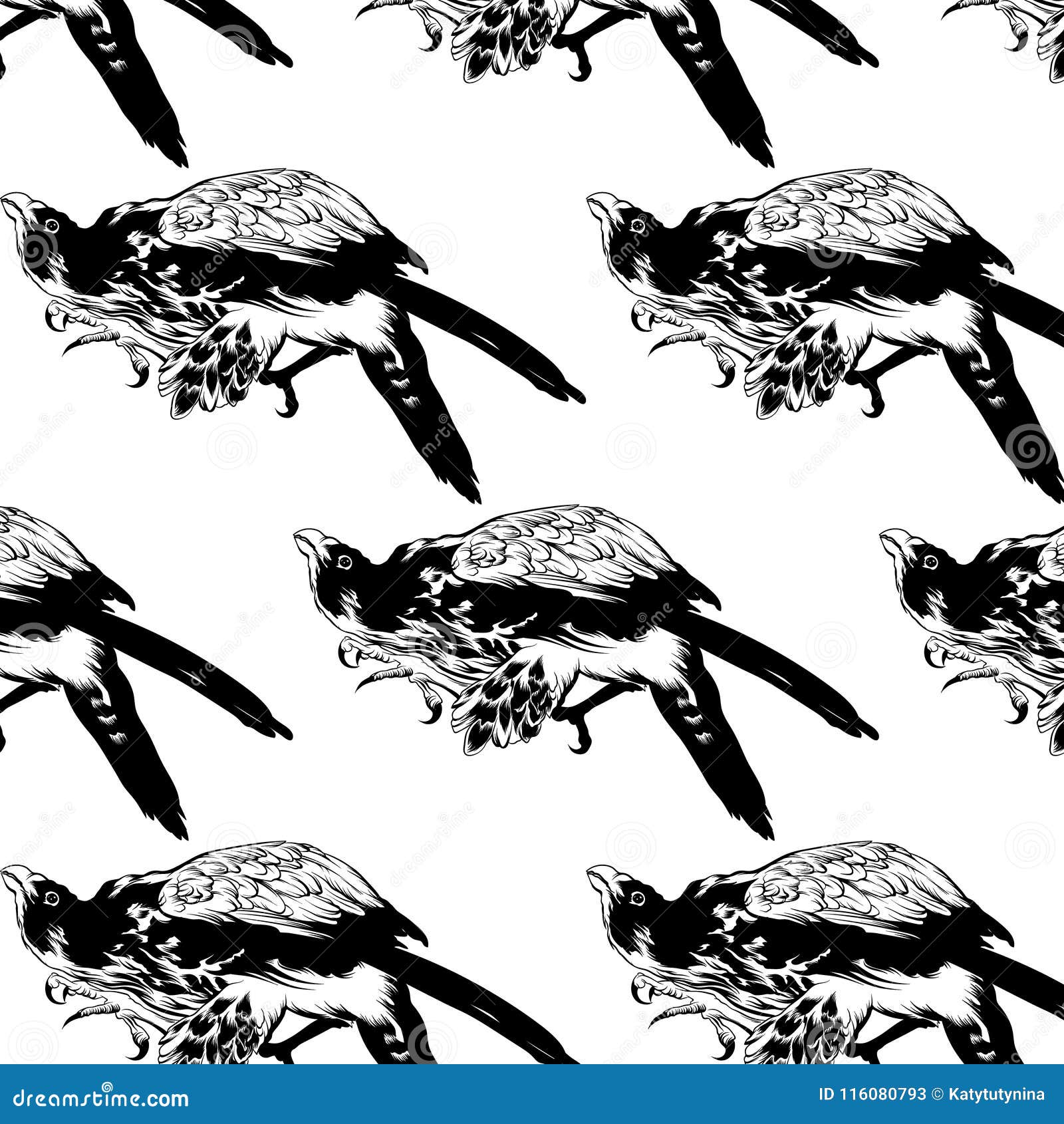 Vector Pattern with Hand Drawn Illustration of Falcon Isolated. Stock ...