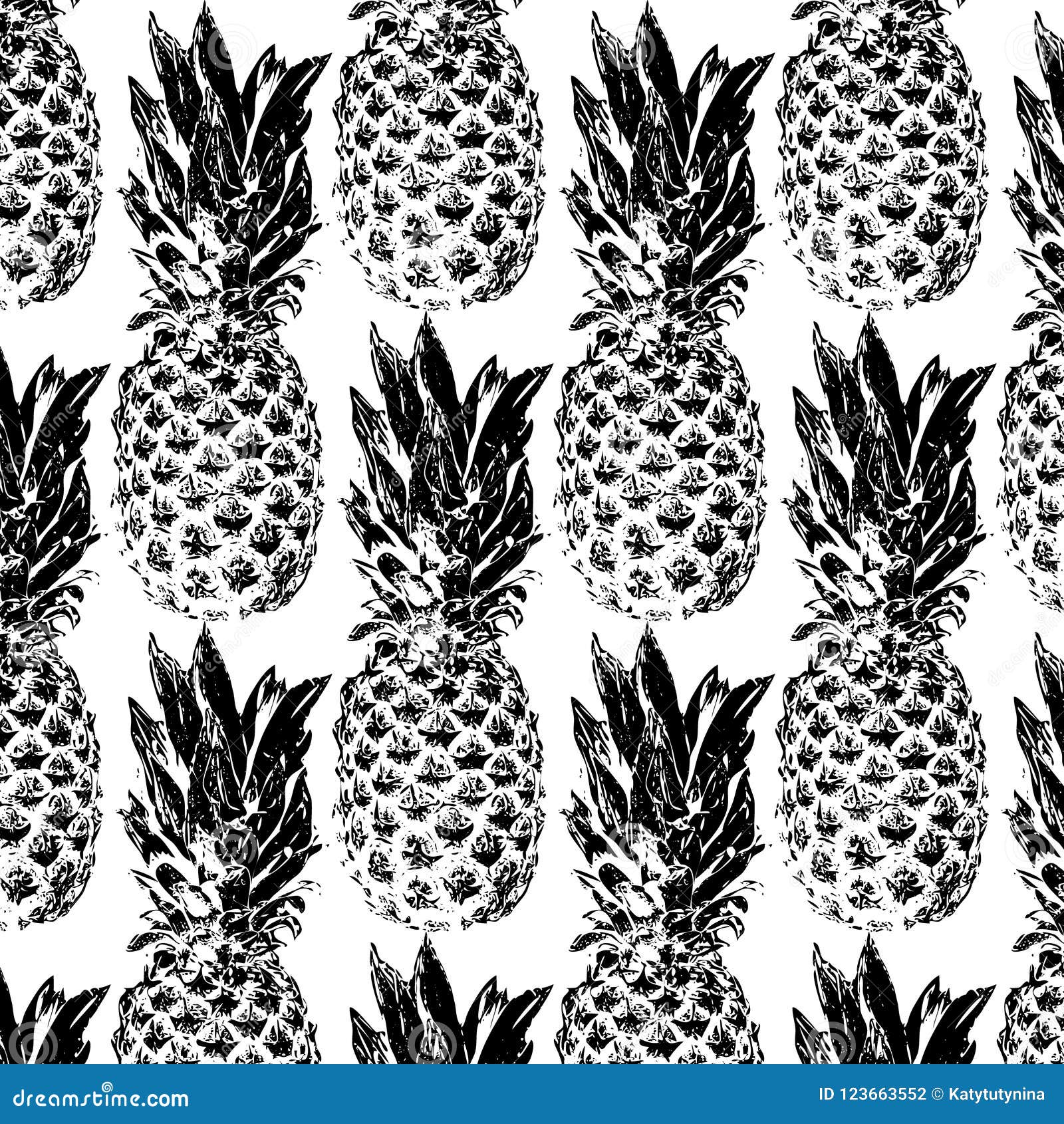Vector Pattern With Hand Drawn Illustration Of Pineapple . Stock Vector ...