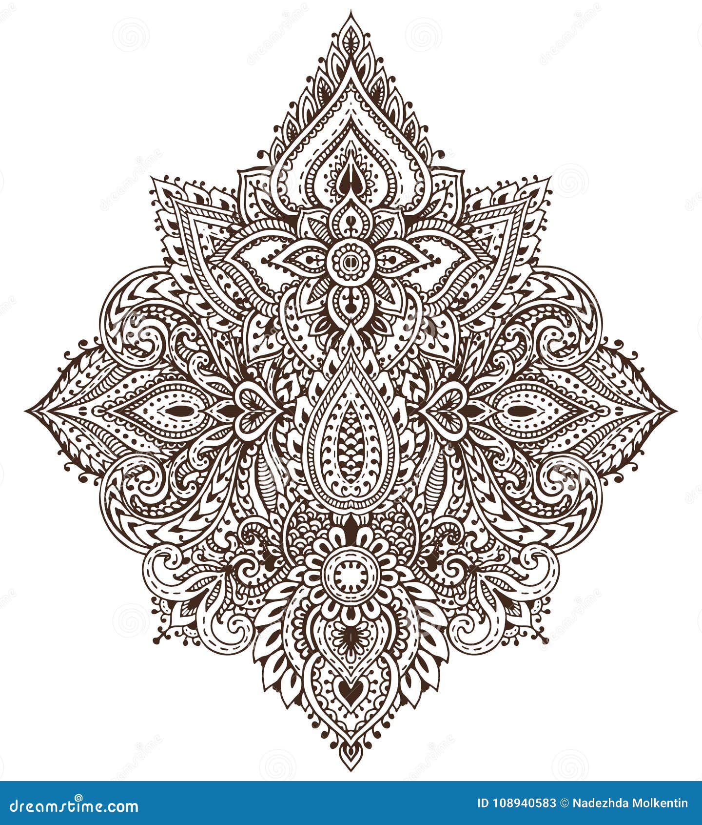 Vector Pattern of Henna Floral Elements Stock Vector - Illustration of ...