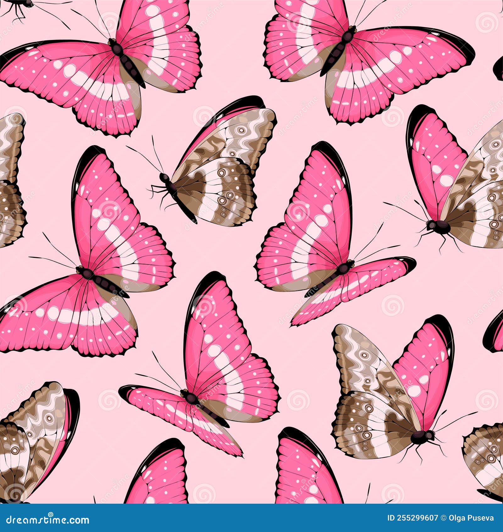 Vector Pattern with High Detailed Tropic Butterfly Stock Vector ...