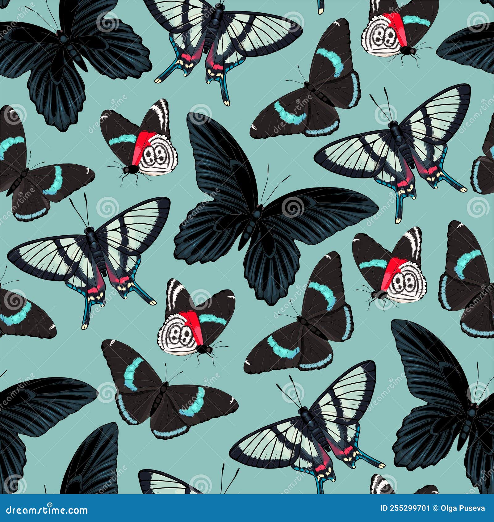 Vector Pattern with High Detailed Tropic Butterfly Stock Vector ...