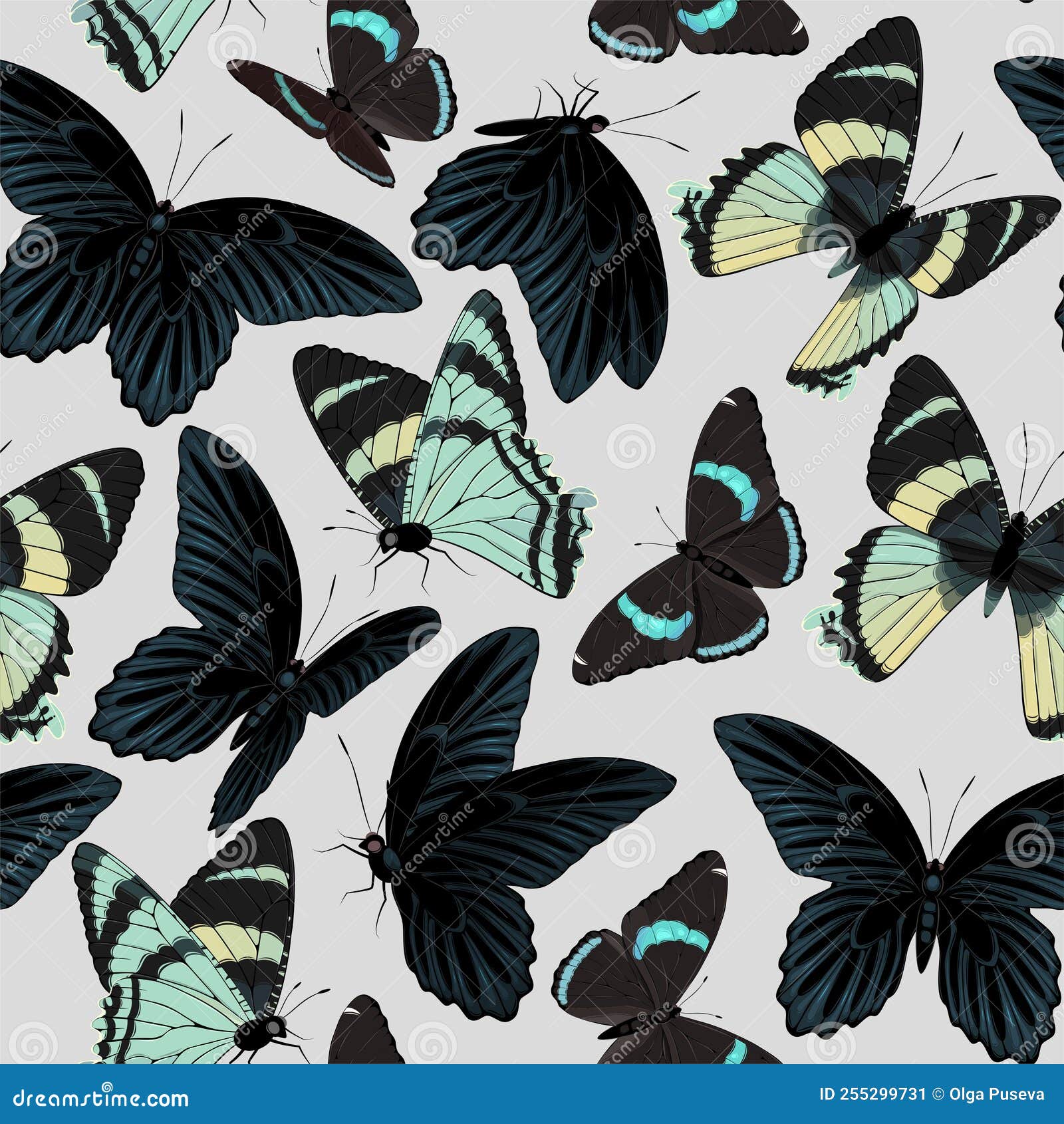 Vector Pattern with High Detailed Tropic Butterfly Stock Vector ...