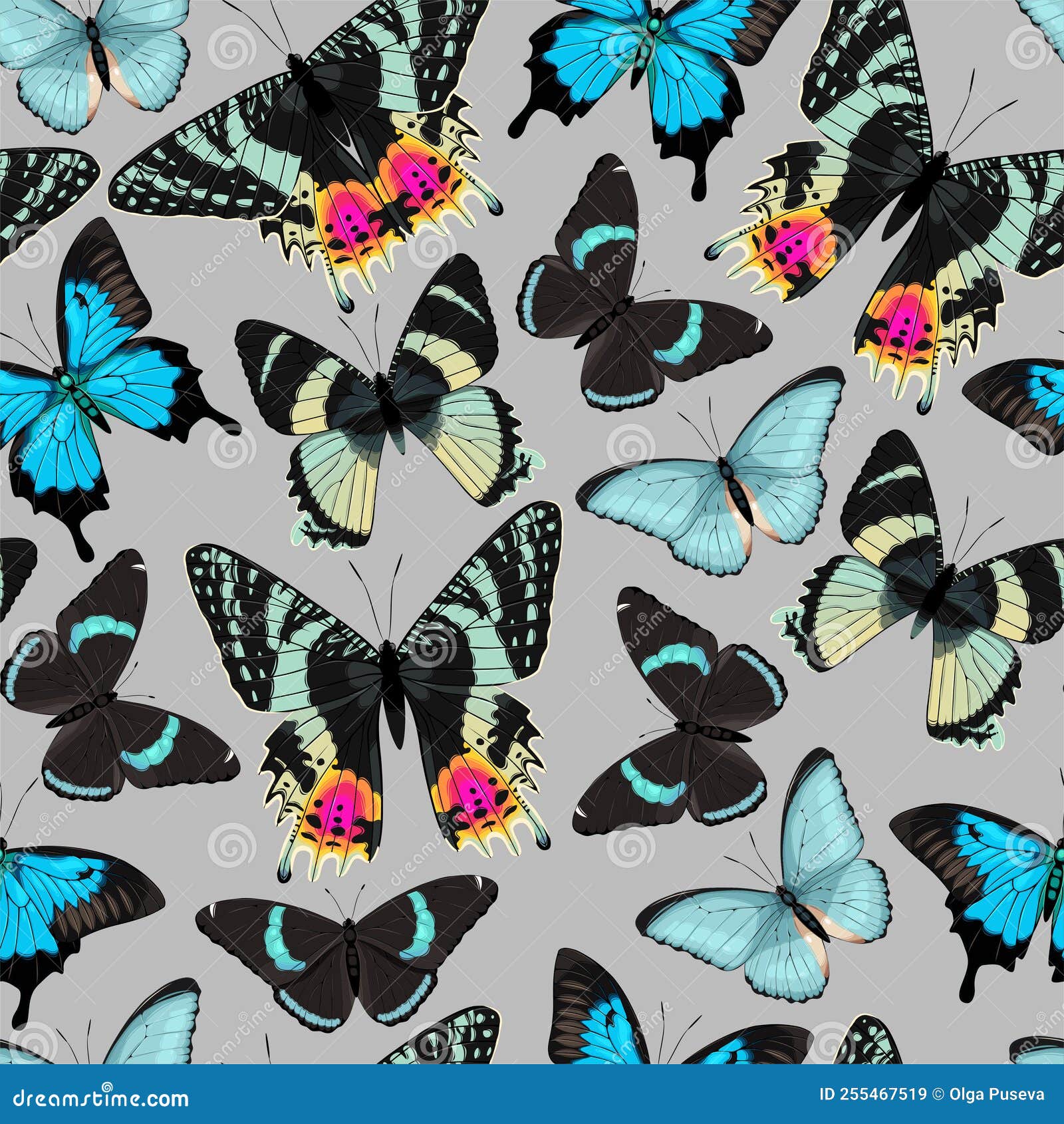Vector Pattern with High Detailed Tropic Butterfly Stock Vector ...