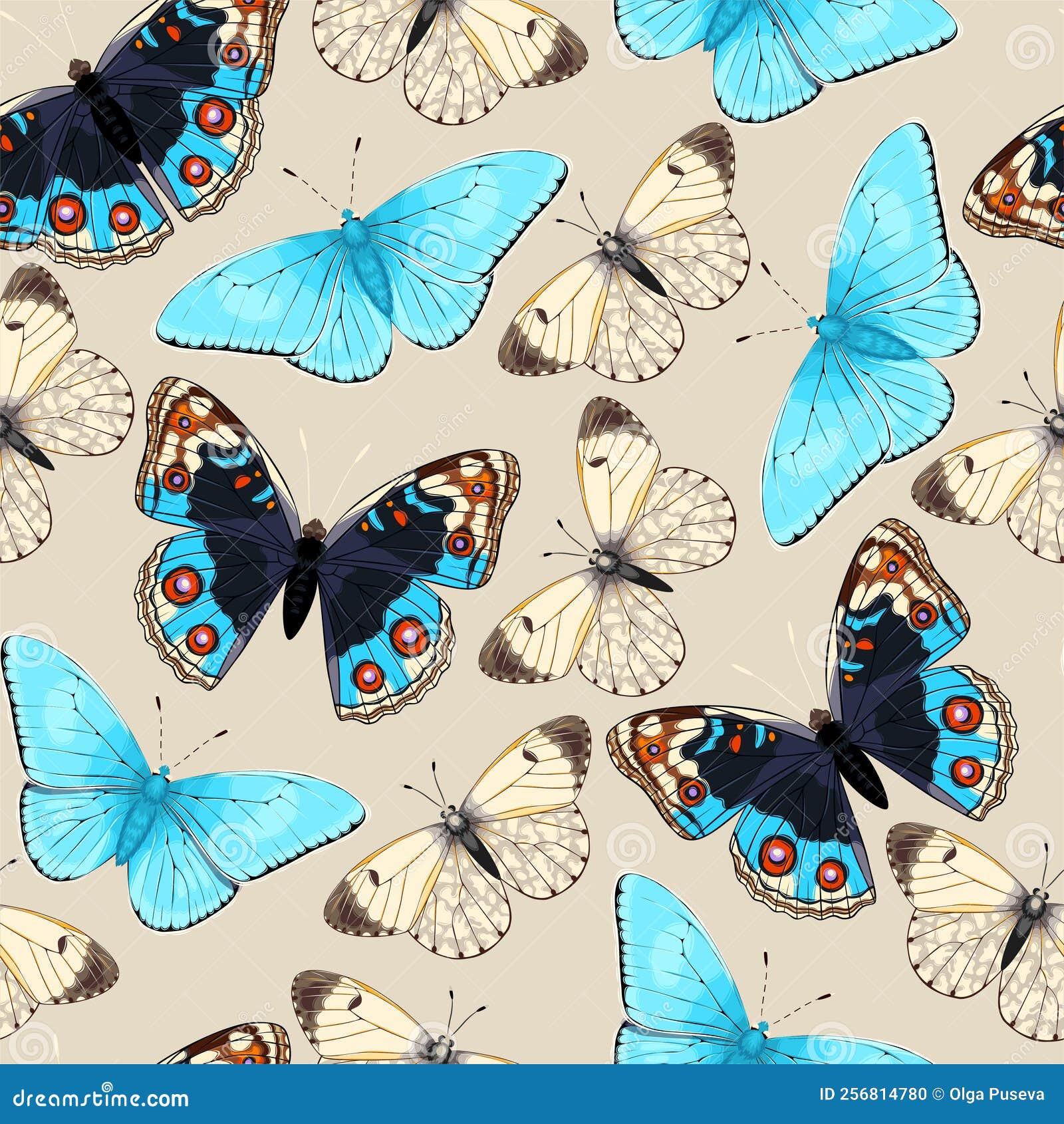 Vector Pattern with High Detailed Tropic Butterfly Stock Vector ...