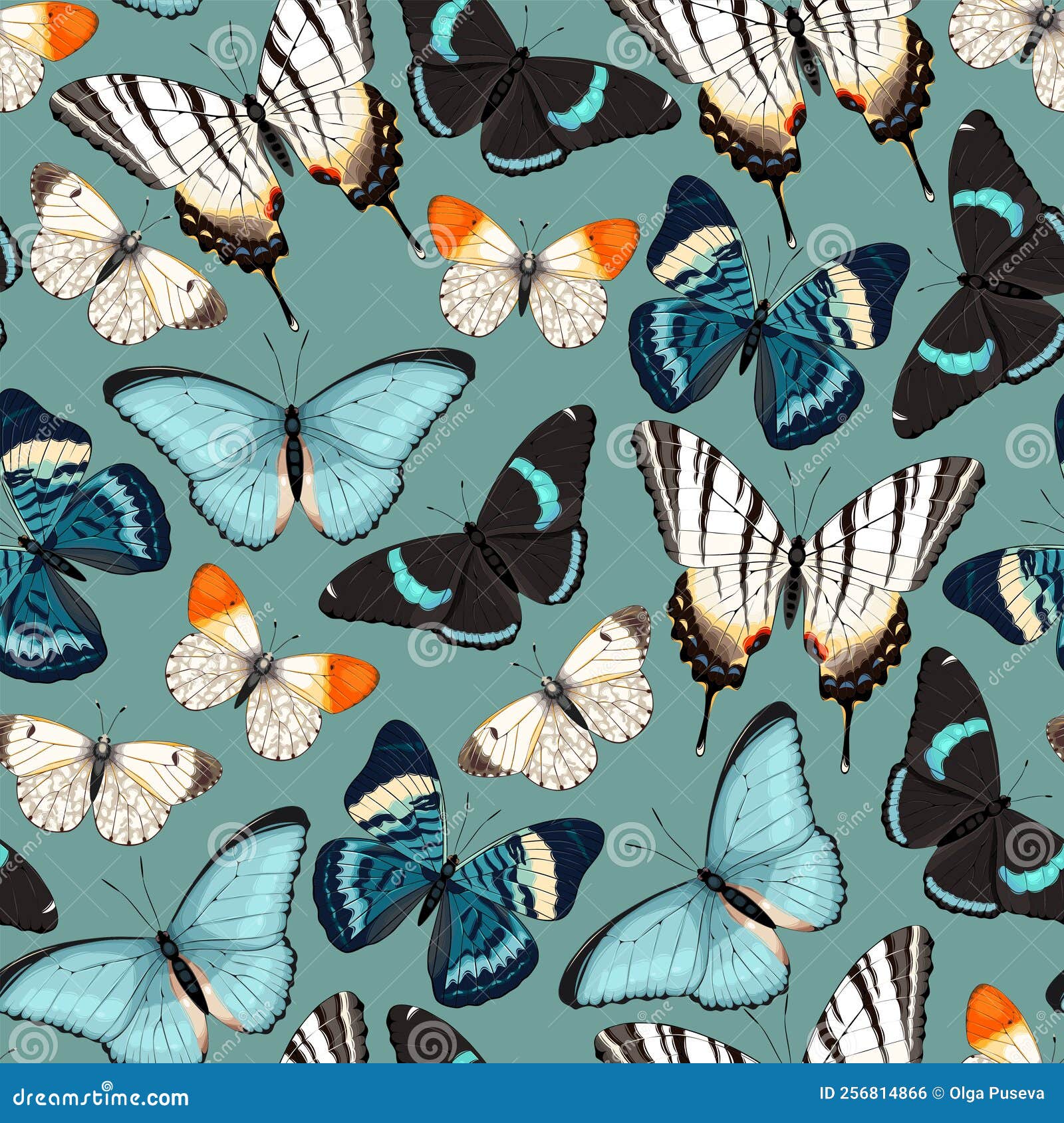 Vector Pattern with High Detailed Tropic Butterfly Stock Vector ...