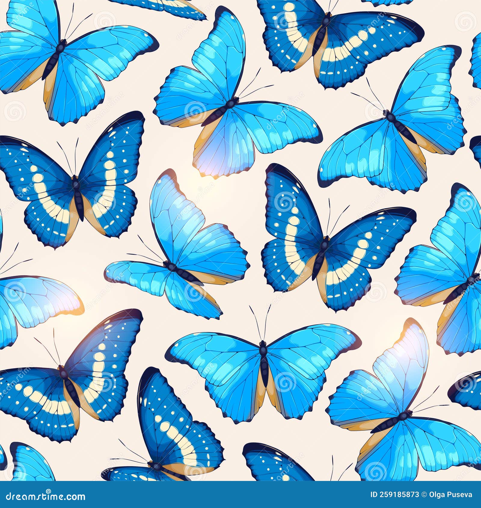 Vector Pattern with High Detailed Tropic Butterfly Stock Vector ...