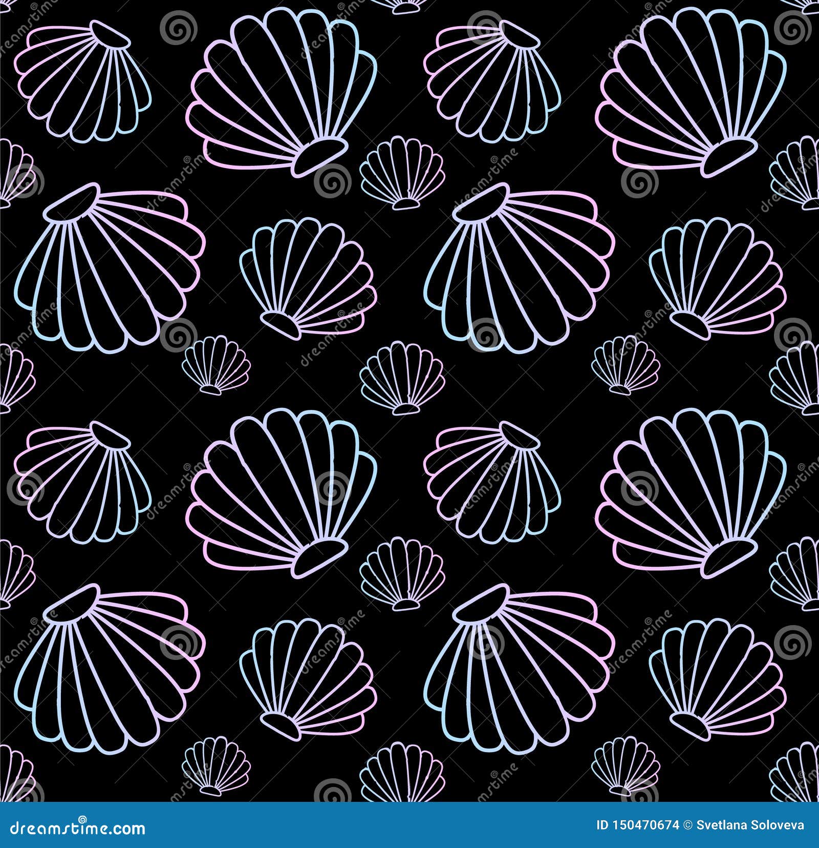 Vector Pattern of Holographic Shell on Black Stock Vector ...