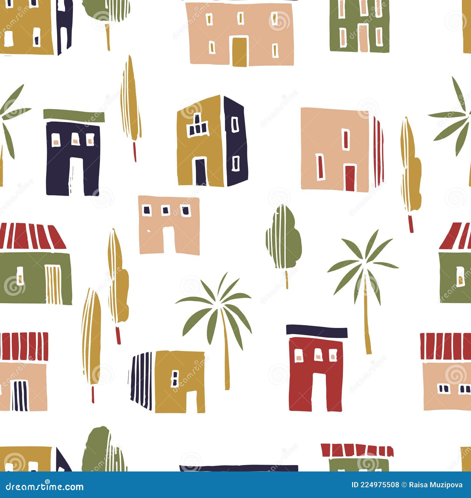 Vector pattern with houses stock vector. Illustration of icons - 224975508