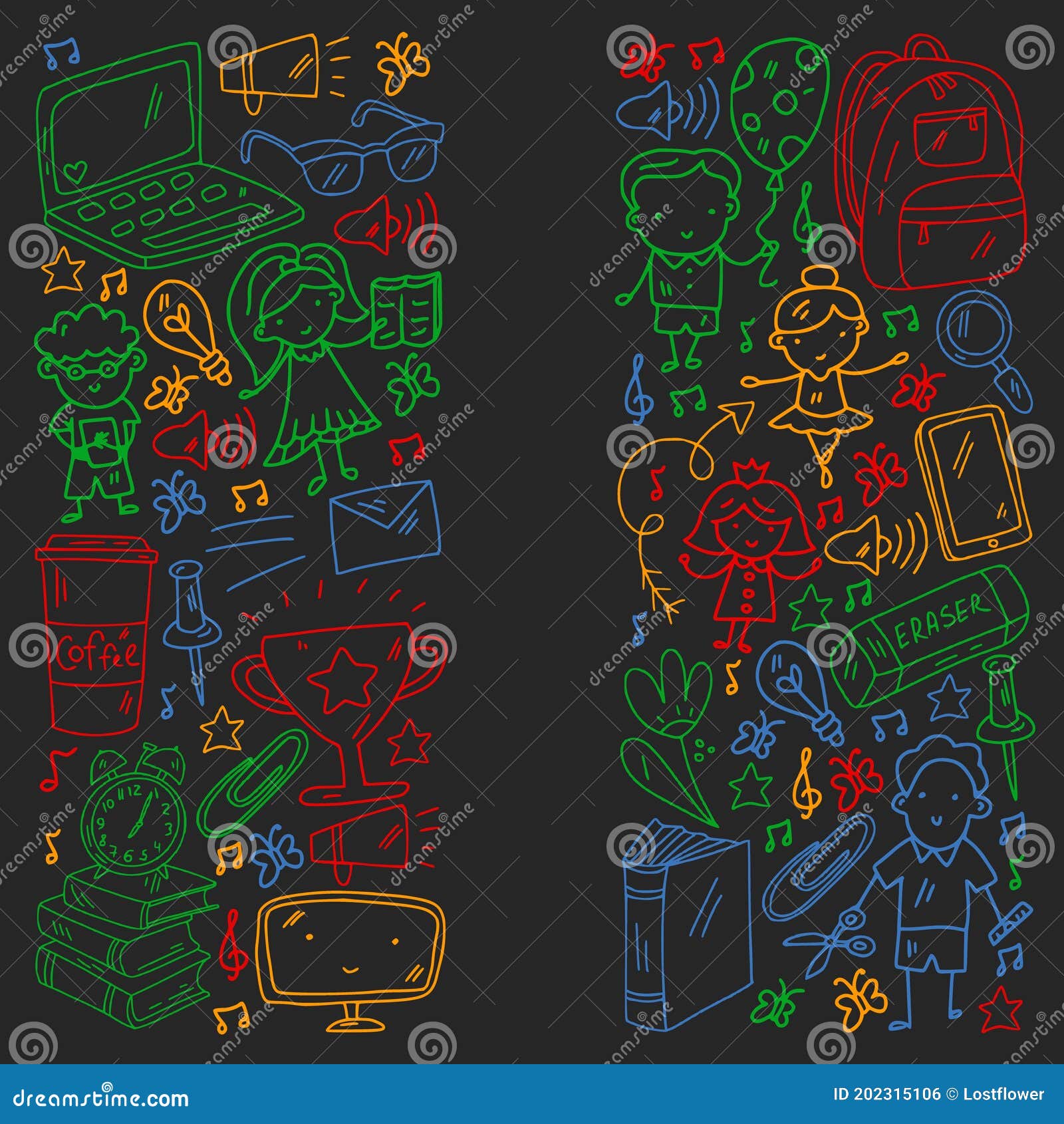 Vector Pattern with Items for School. Online Internet Education, E ...