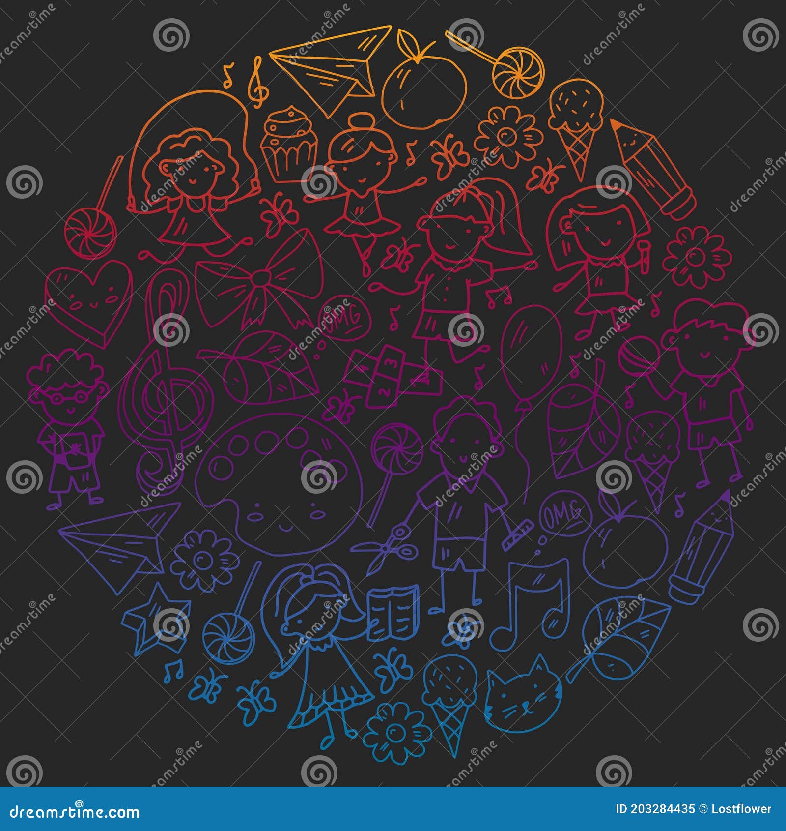 Vector Pattern with Items for School. Online Internet Education, E ...