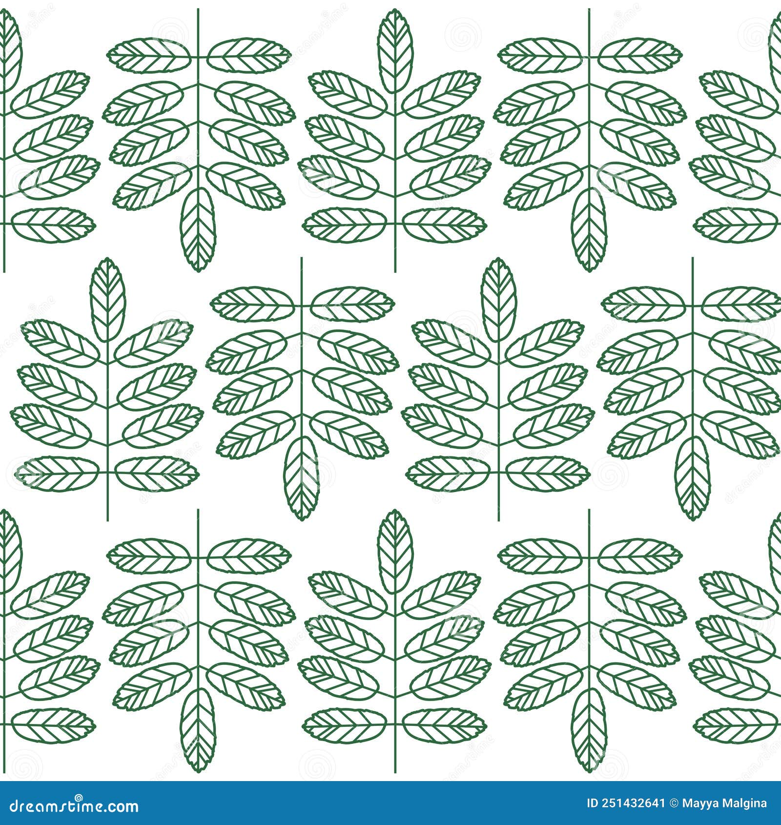 Vector Pattern with Line Art Autumn Leave Stock Vector - Illustration ...