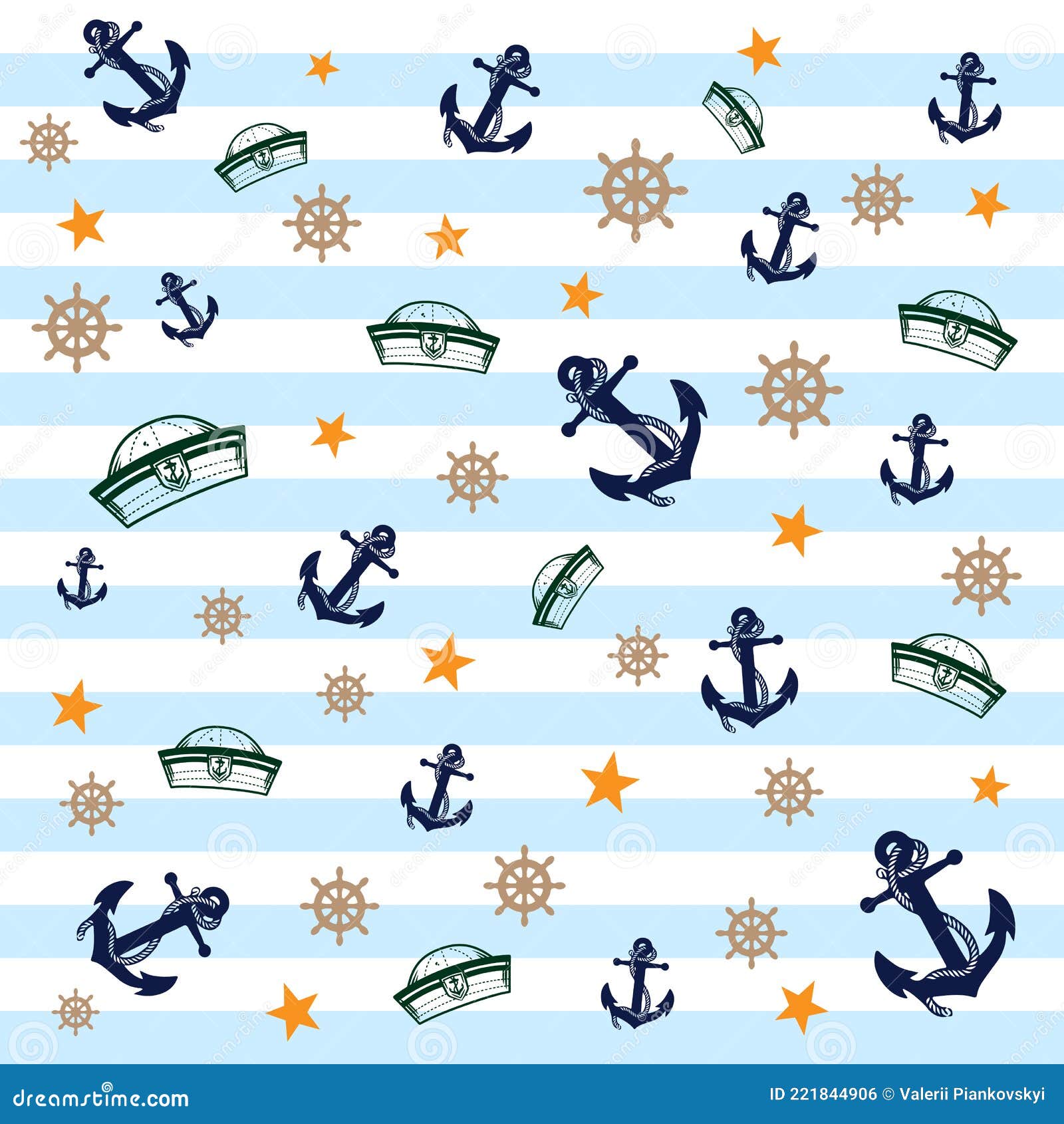 Vector Pattern with Marine Paraphernalia, Template for the Day of the ...
