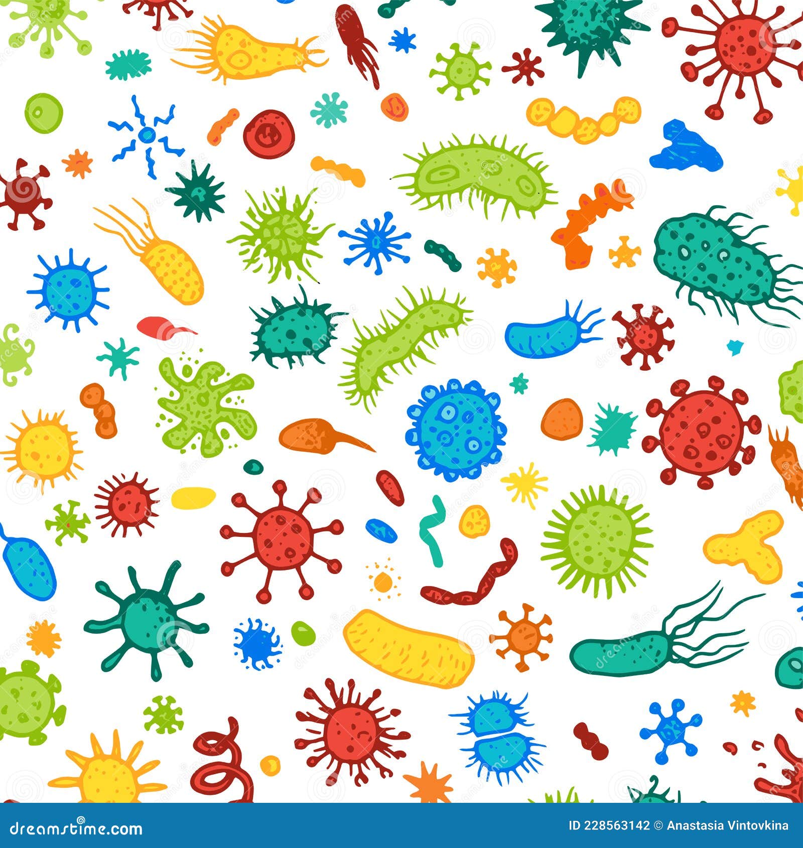 Vector Pattern of Microbes and Bacteria, of Different Shapes and Types ...