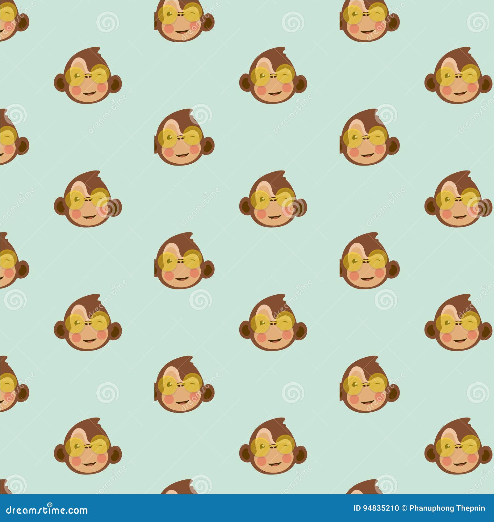 Vector pattern of monkey. stock vector. Illustration of cute - 94835210