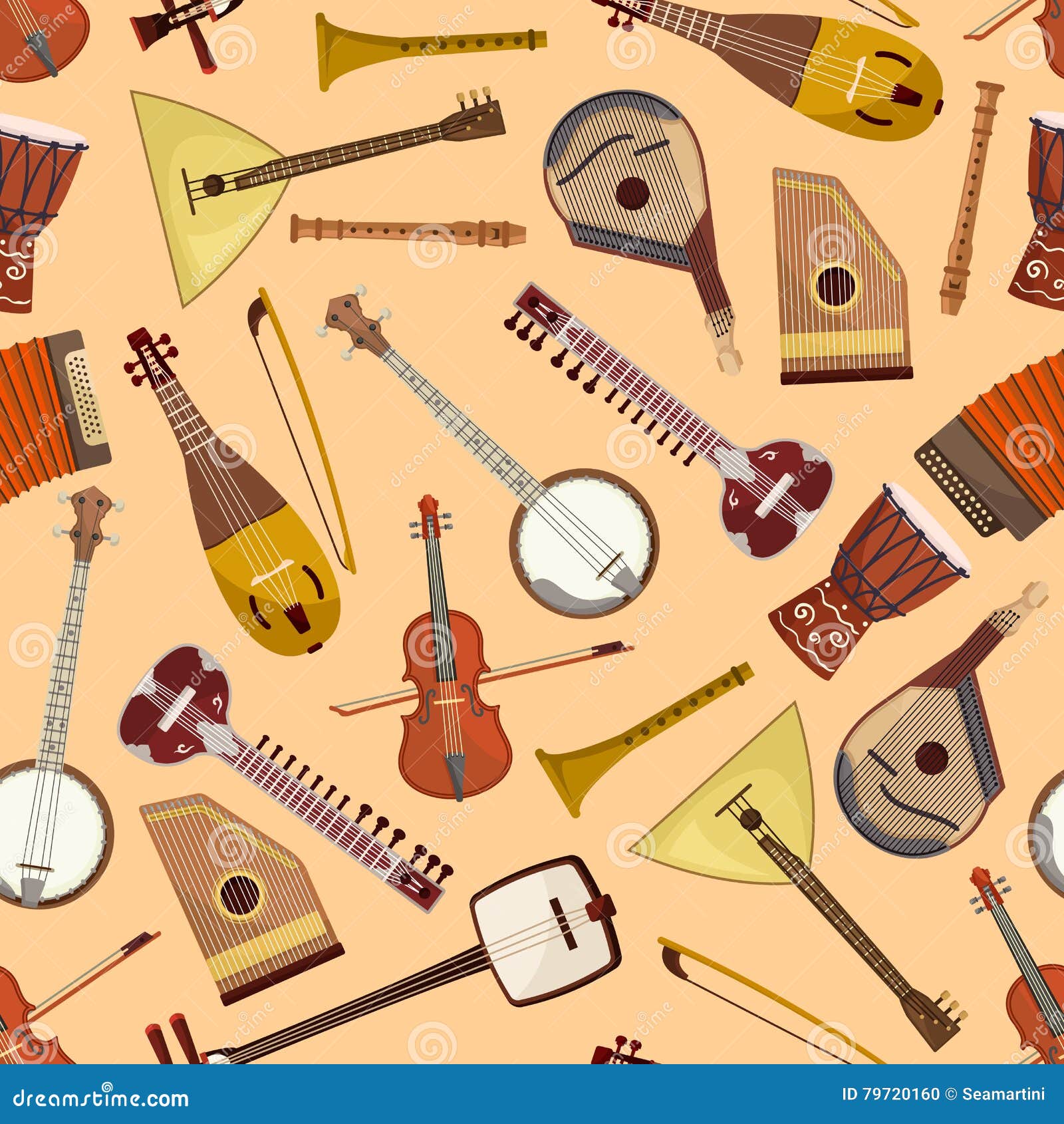 Vector Pattern with Musical Instruments Stock Vector - Illustration of ...
