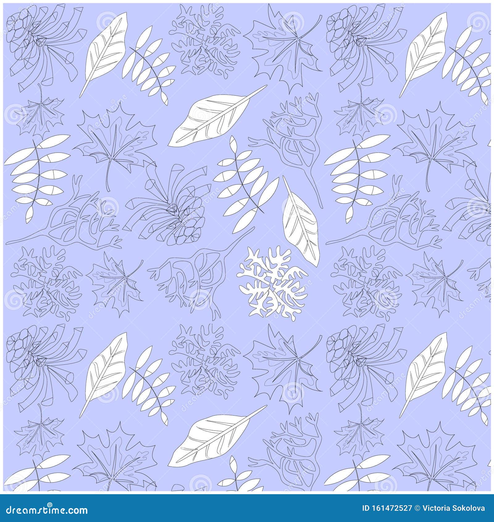 Vector Pattern of Natural Elements Leaves, Pine Cones, Pieces of Moss ...