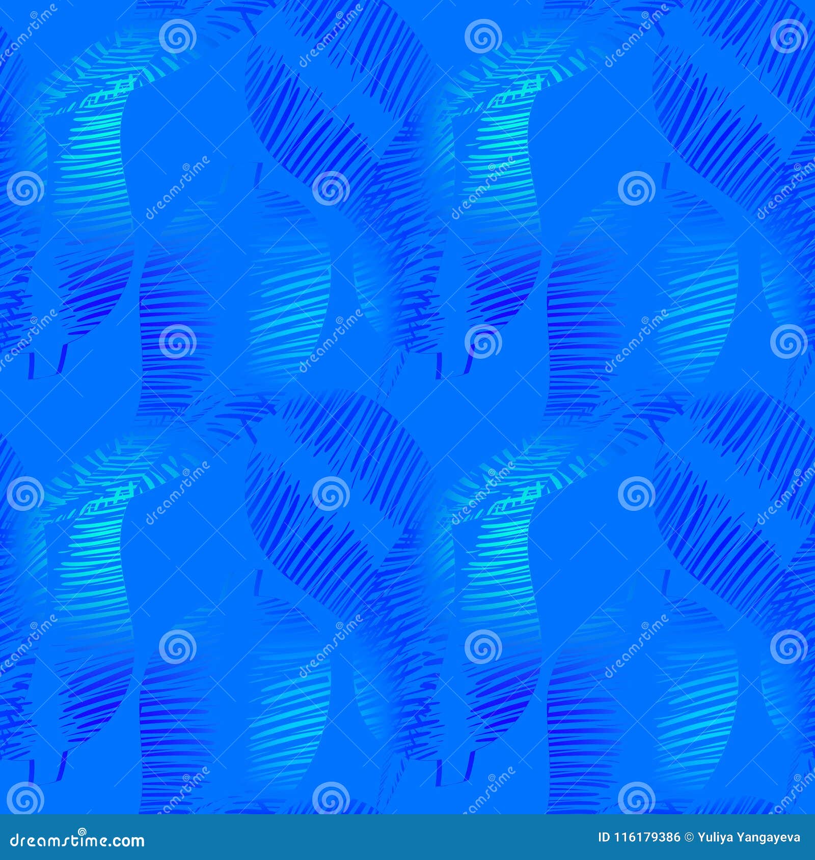 Vector Pattern of Neon Feathers and Leaves on a Blue Background. Stock ...
