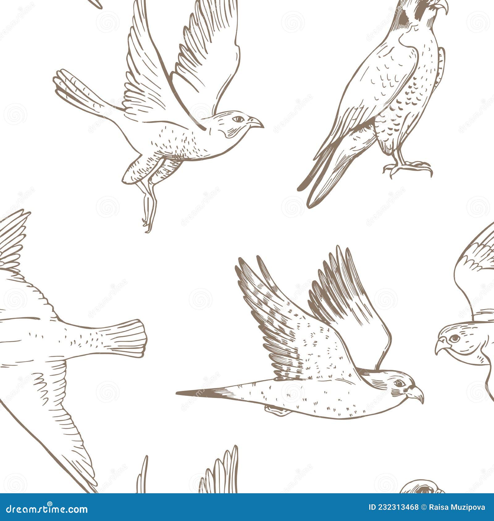 Vector Pattern with Peregrine Falcon Stock Vector - Illustration of ...