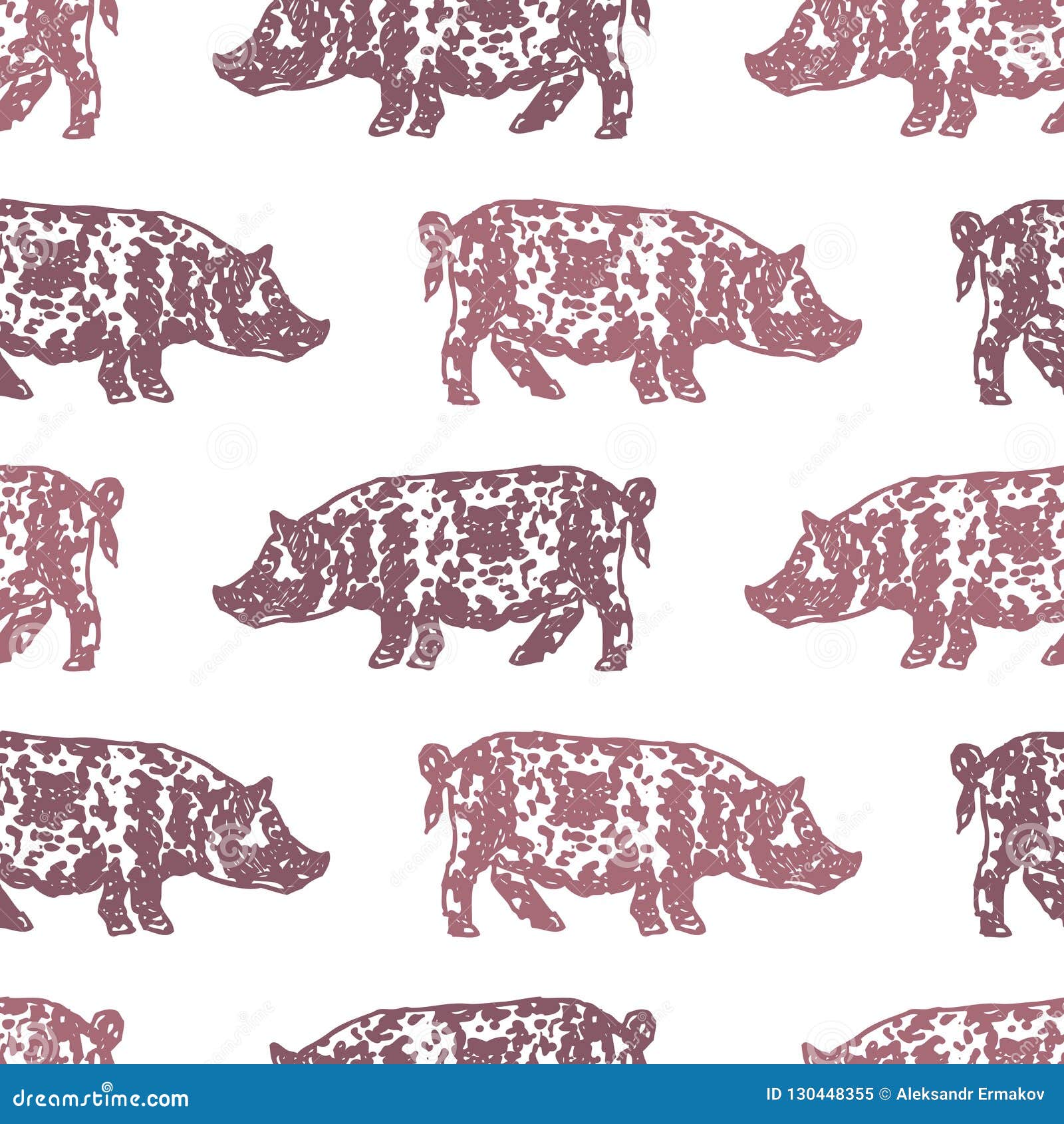 Seamless Background of Spotted Pigs Stock Vector - Illustration of ...