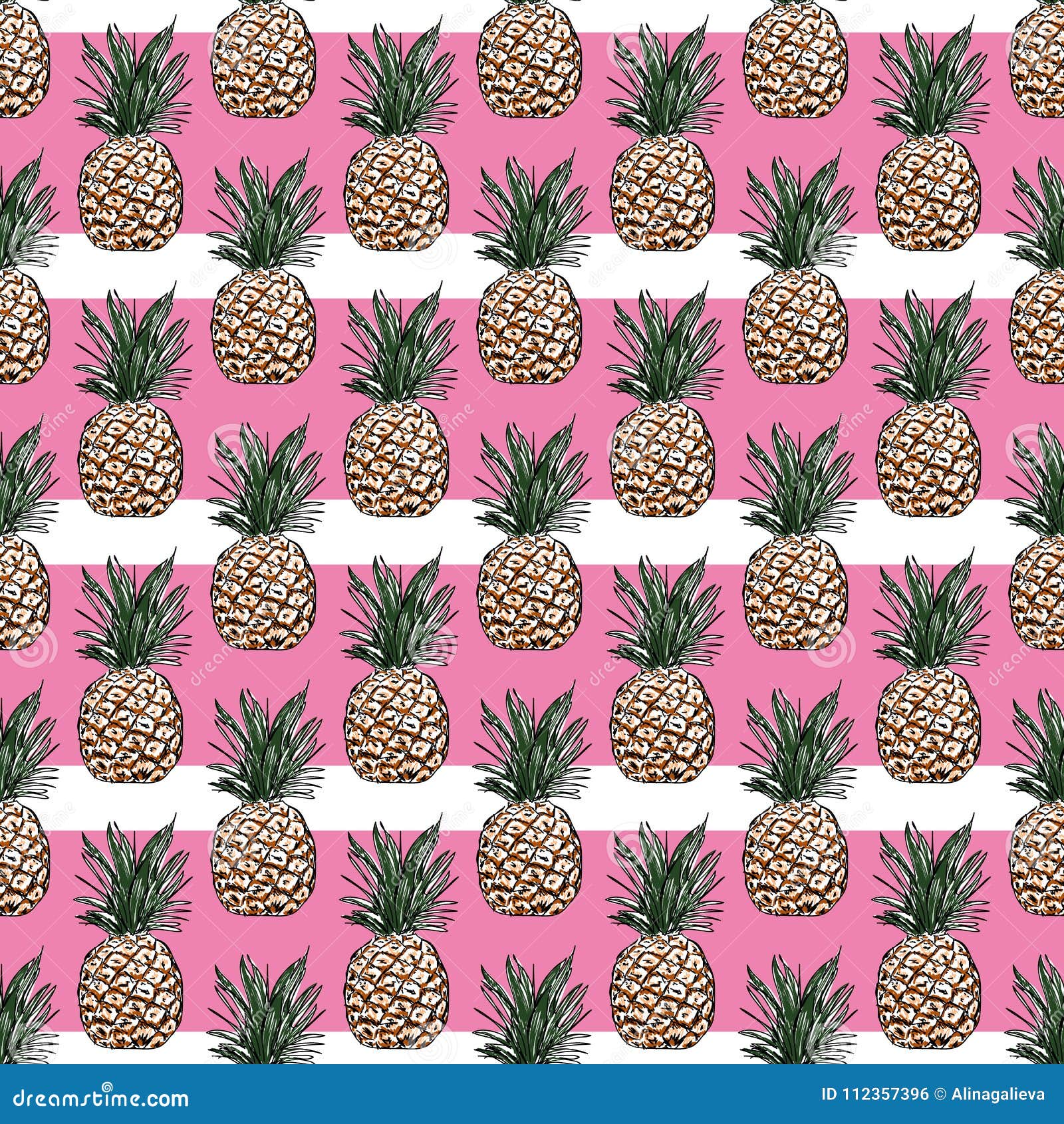 Vector Pattern with Pineapple on Striped Background Stock Vector ...
