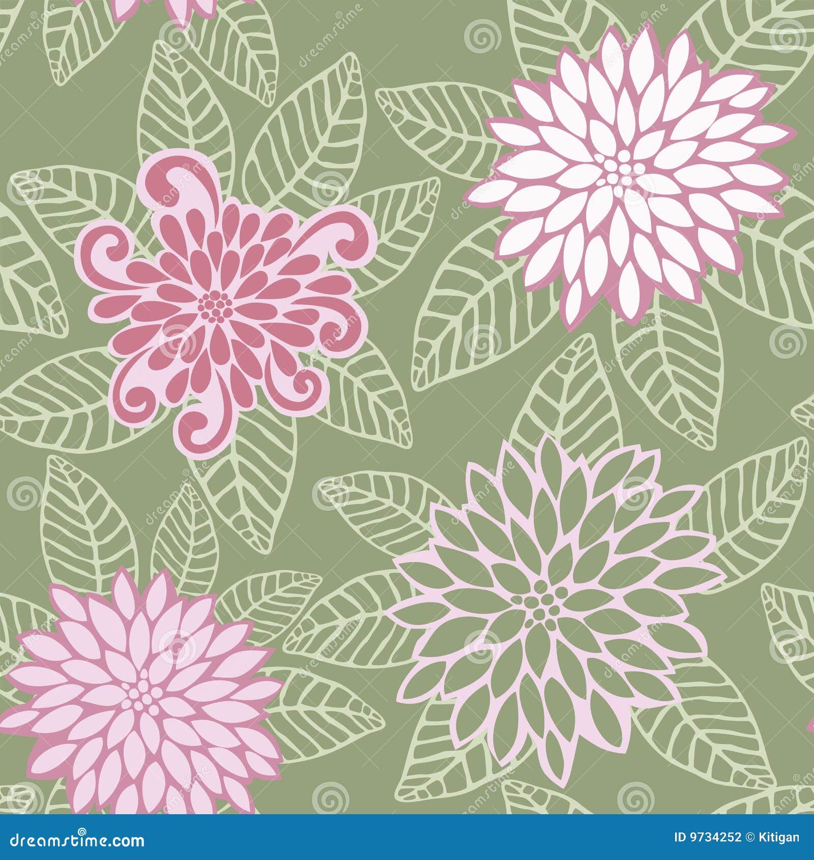 Vector Pattern of Pink Flowers Stock Vector - Illustration of tile ...