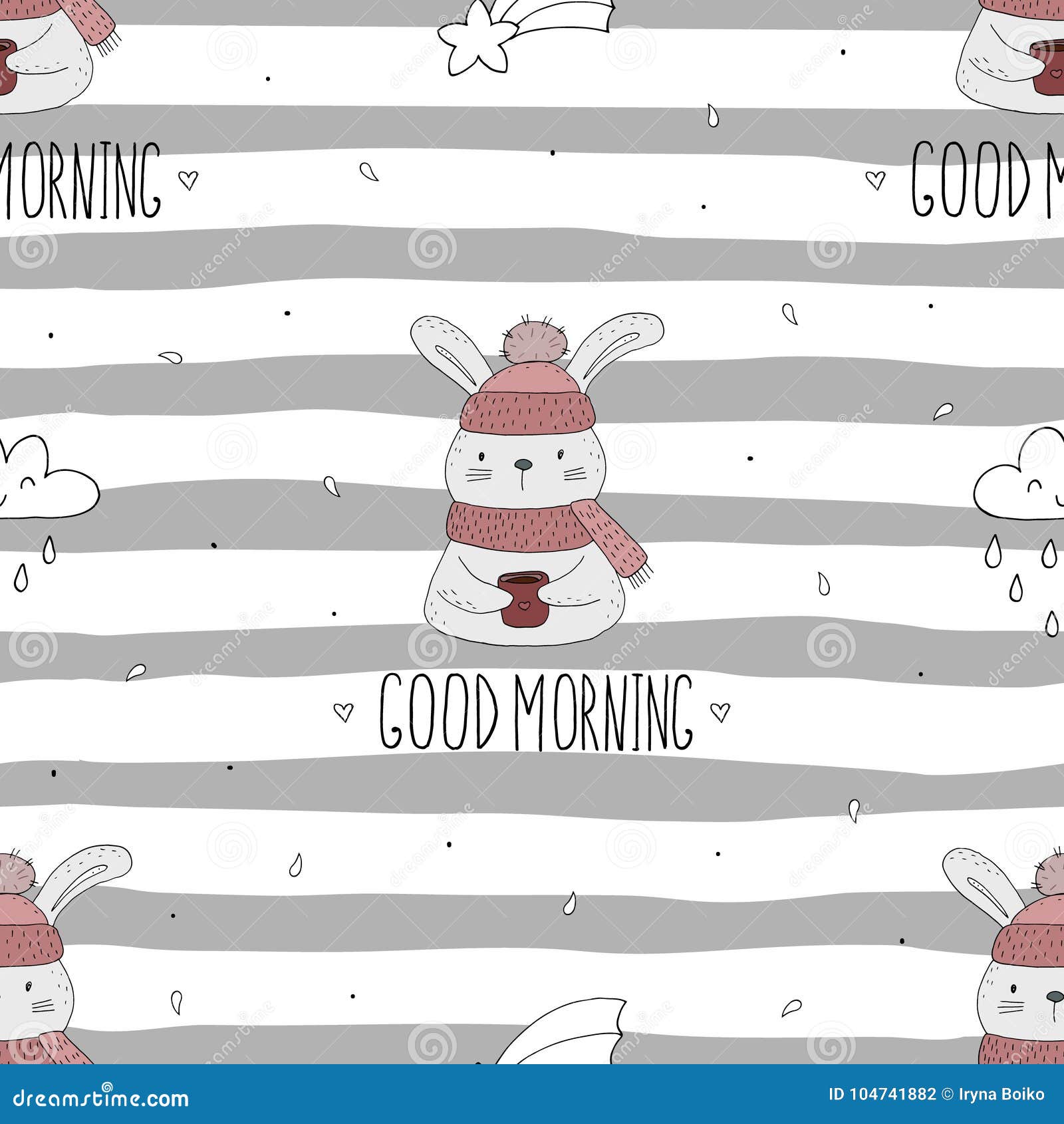 Vector Pattern with Rabbit and Cup Printable Templates Stock Vector ...