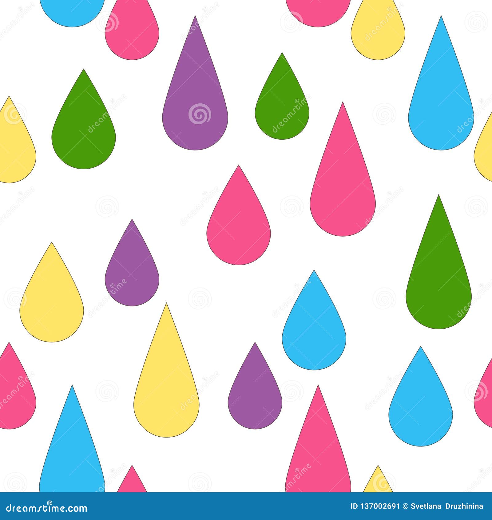 Vector Pattern with Rain Drops. Seamless Cute Background Stock Vector ...