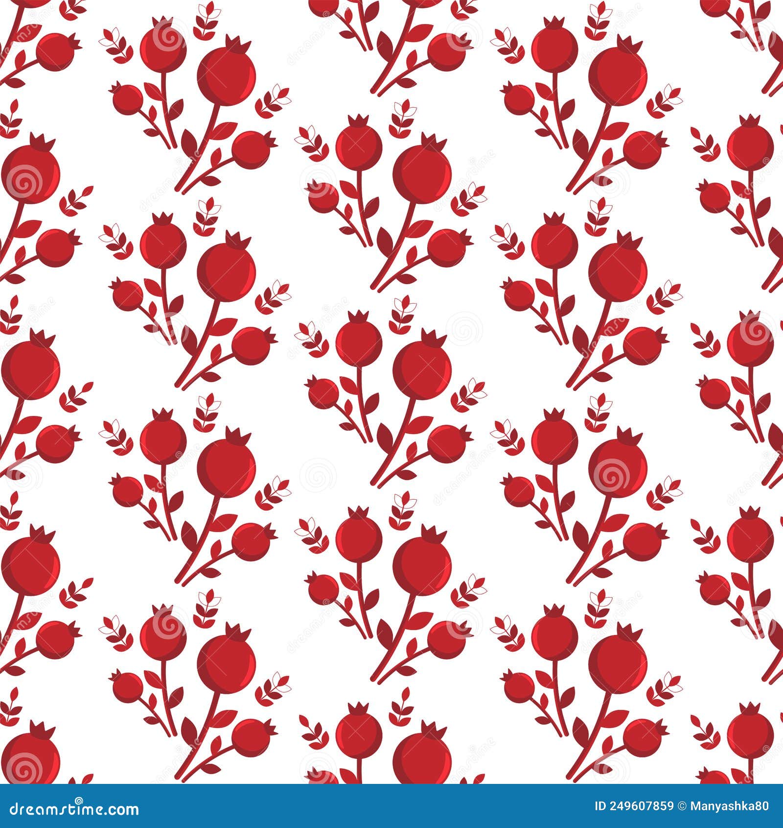 Vector Pattern of Red Plant Elements on a White Background Stock Vector ...