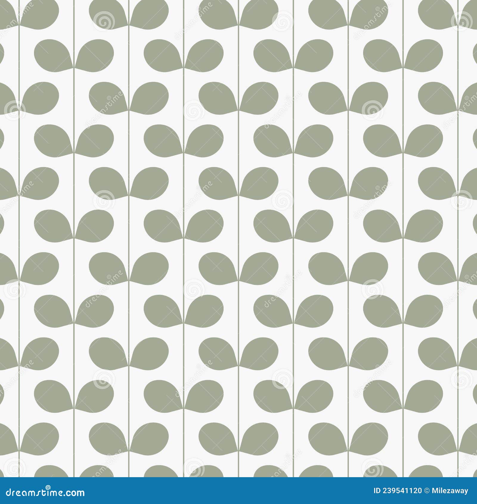 Vector Pattern, Repeating Abstract Rounded Leaves on Garland. Stock ...