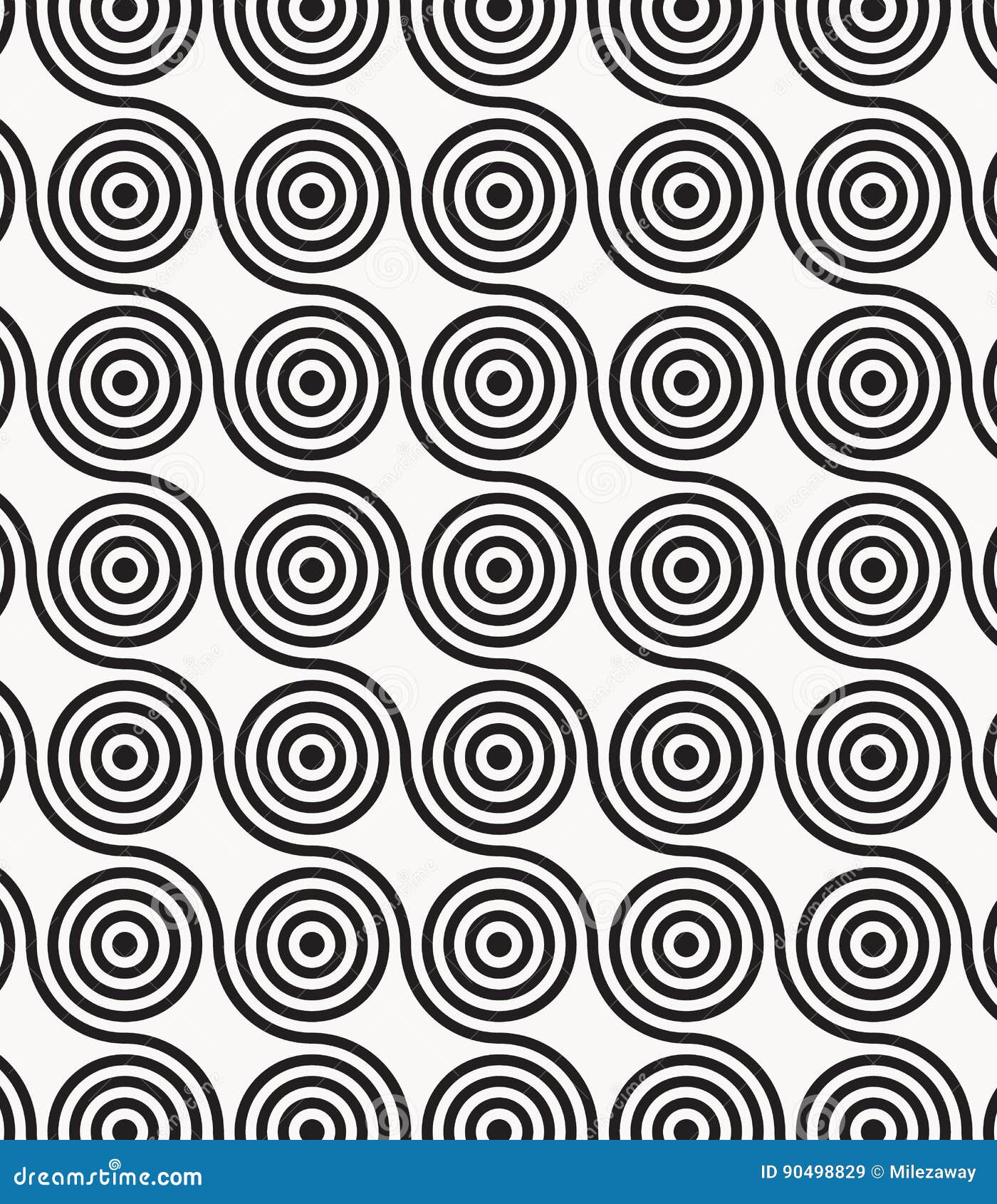 Vector Pattern, Repeating Circles in Wavy Line, Modern Stylish ...