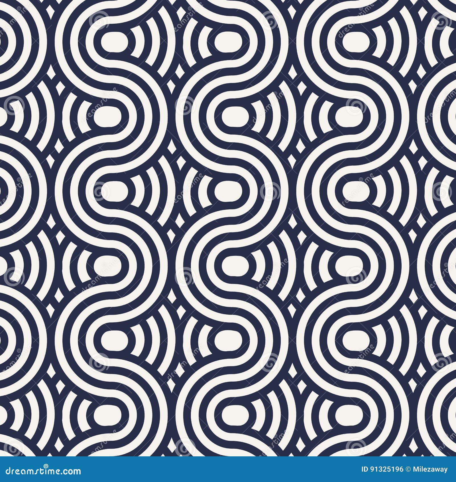 Vector Pattern, Repeating Circles and Wavy Line, Modern Stylish ...