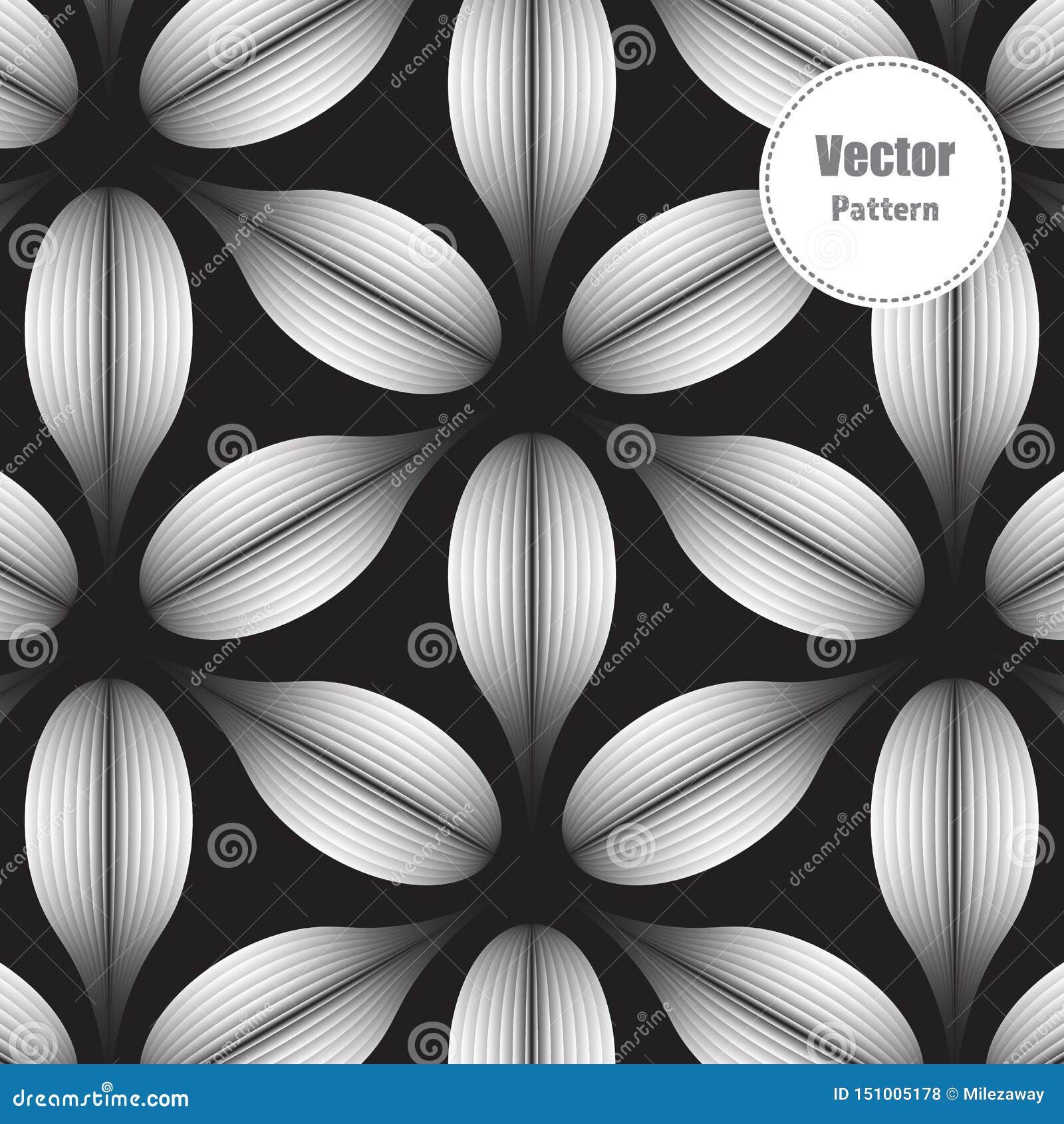 Vector Pattern, Repeating Linear Flower with Gradient Effect. User Can ...