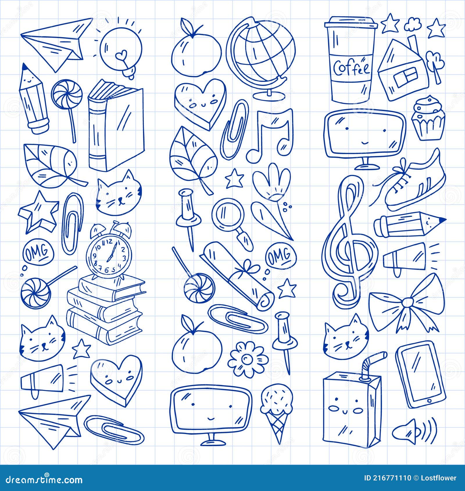Vector Pattern with School Icons. E-learning, Online Education. Stock ...
