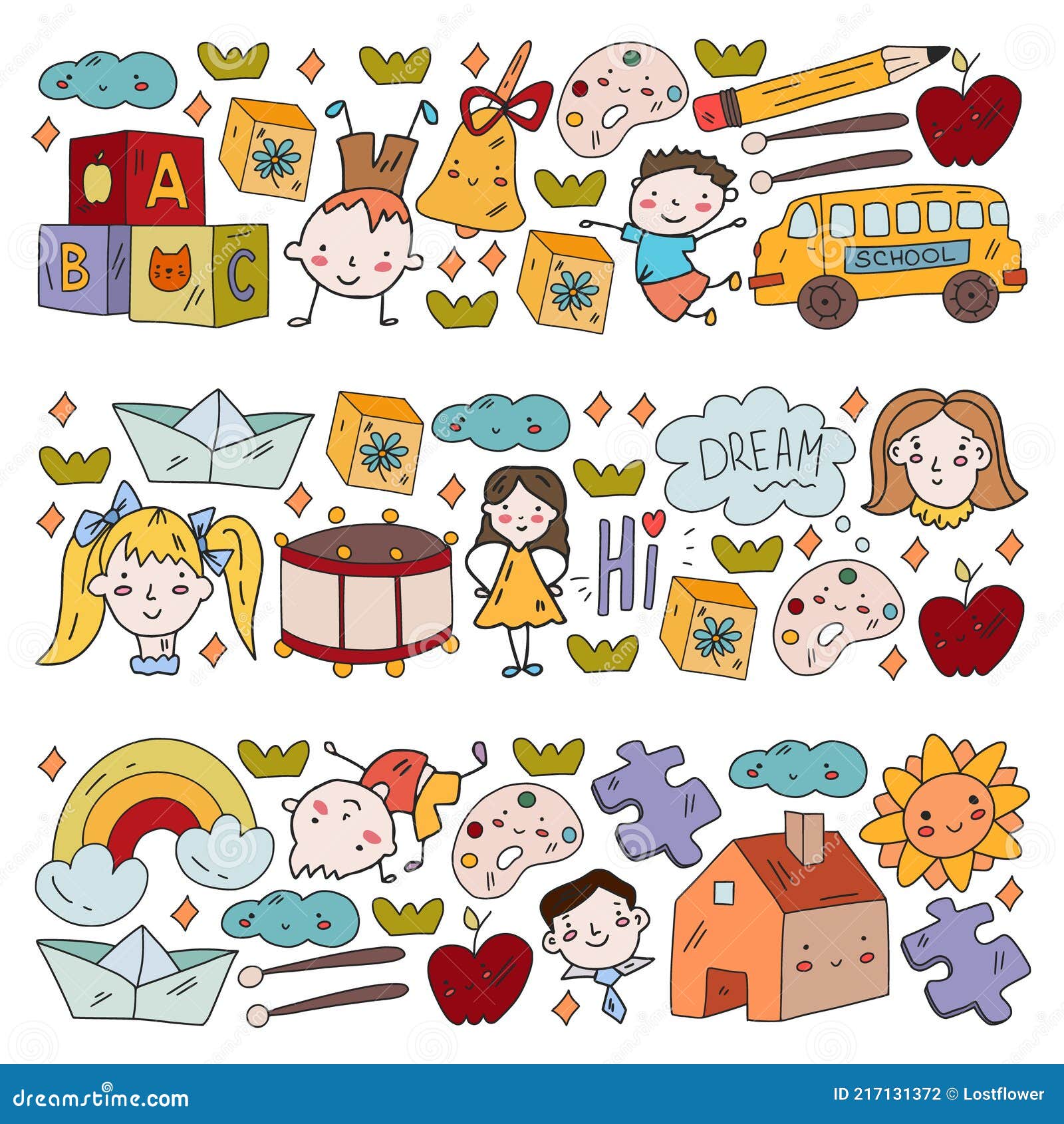 Vector Pattern with School Icons. E-learning, Online Education. Stock ...