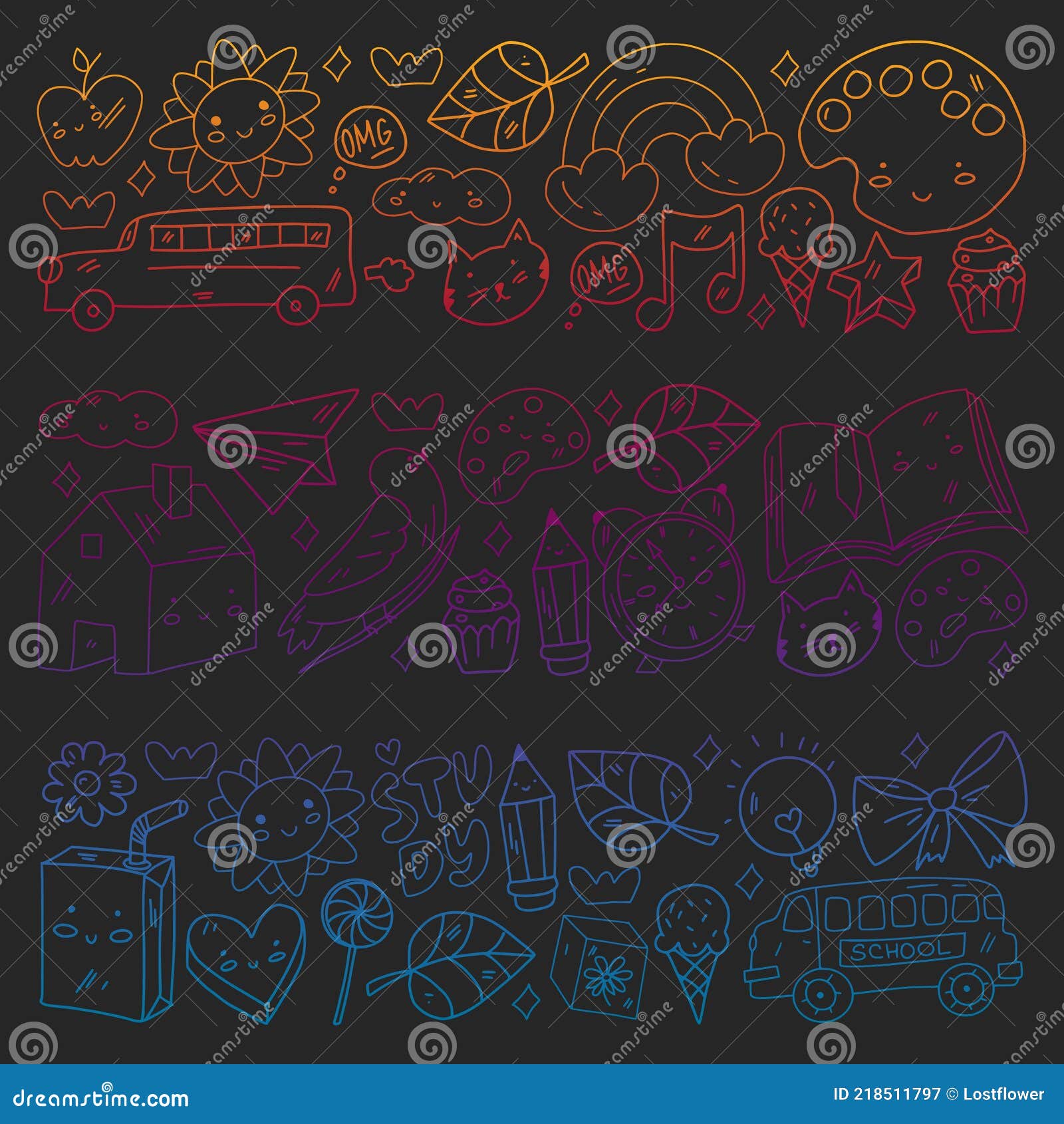 Vector Pattern with School Icons. E-learning, Online Education. Stock ...